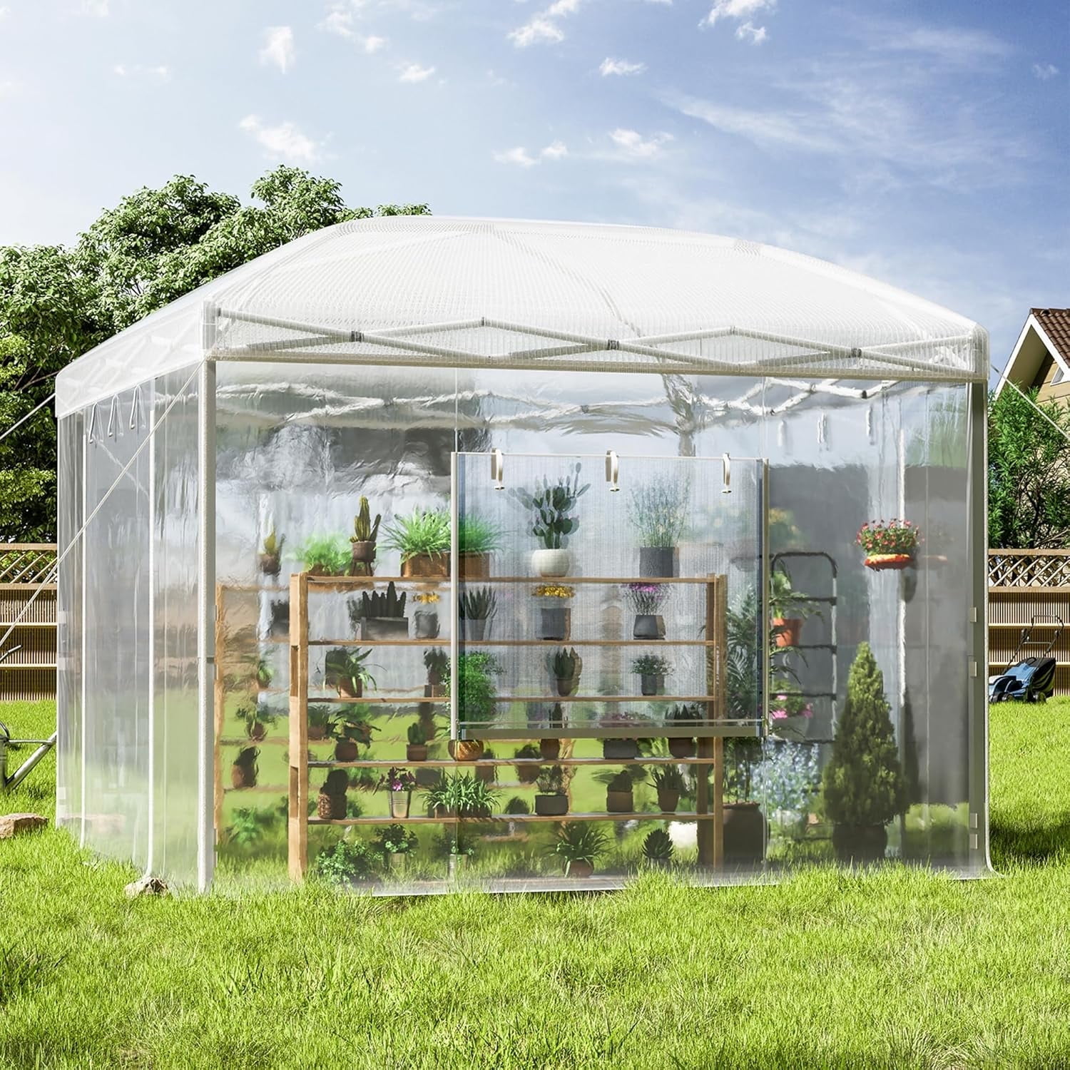 Jocisland 9.7x9.7×8.5 FT Upgraded Pop-up Greenhouses for Outdoors ...