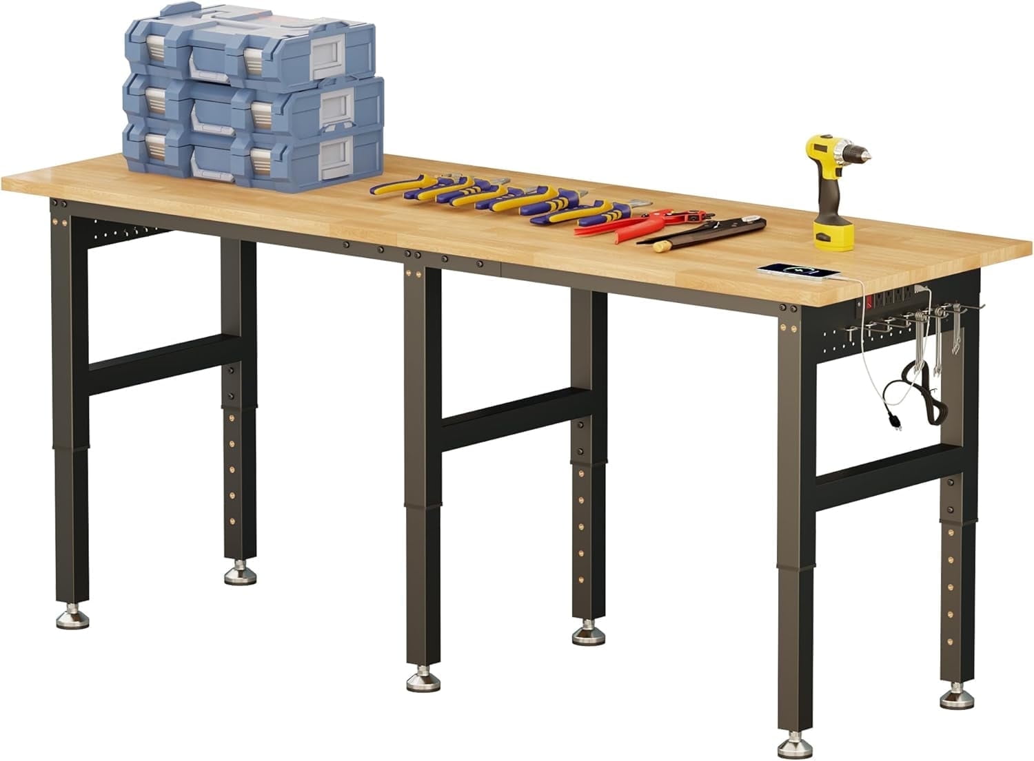 Jocisland Adjustable Workbench with Power Outlets, 5000 Lbs Capacity ...