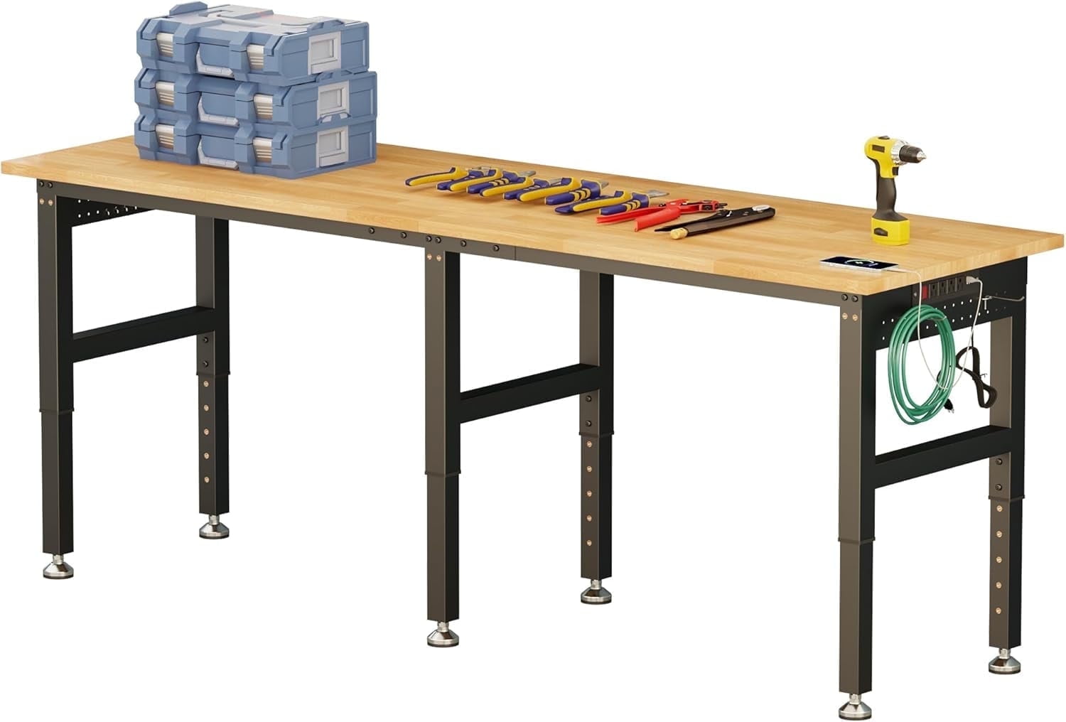 Jocisland Adjustable Workbench with Power Outlets, 5000 Lbs Capacity ...
