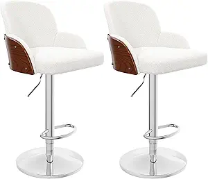 MERLUXY Bar Stool with Armrest for Living Room Set of 2,Swivel ...