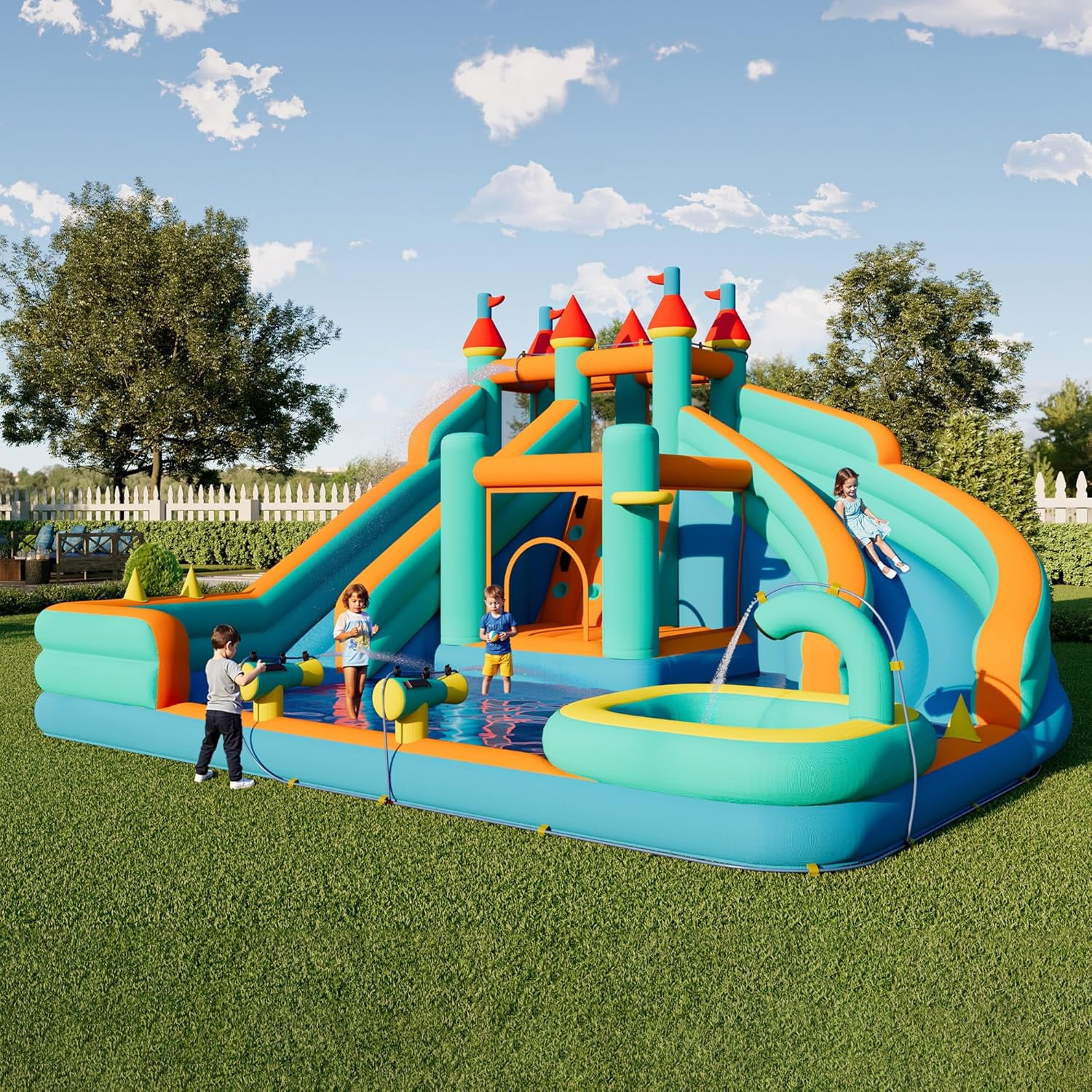 Jocisland Bounce House, Inflatable Bouncer with Air Blower, Jumping ...