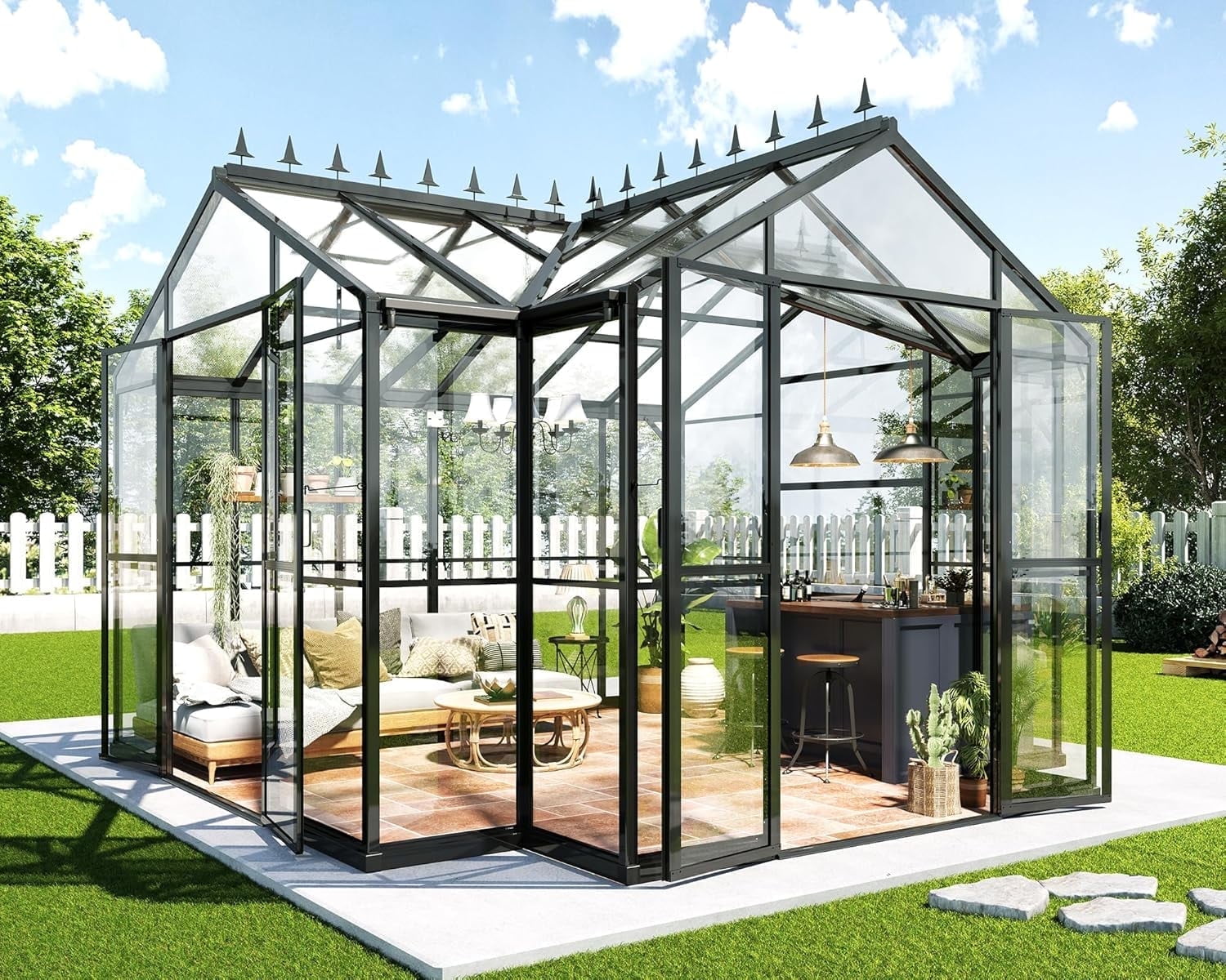 Jocisland Chalet Greenhouse 12x10x8 FT with Quick-Connect Fittings ...