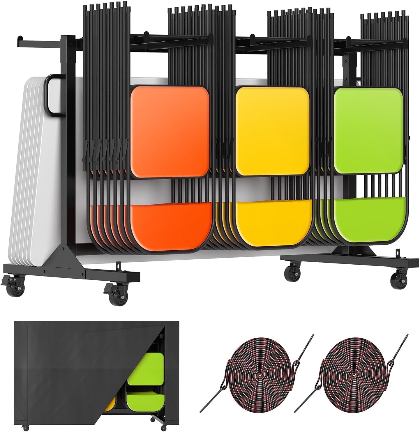 Jocisland Folding Chair Rack 12 Tables or 42 Chairs Storage 550 LBS ...