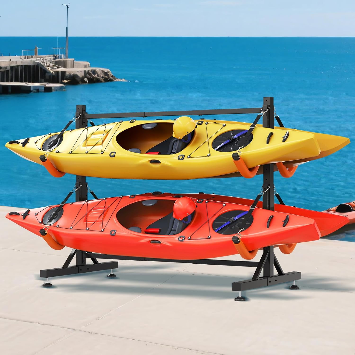 Jocisland Freestanding Kayak Storage Rack for 4 Kayaks, Adjustable ...