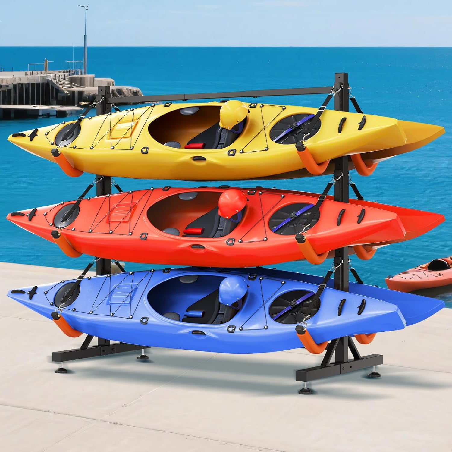 Jocisland Freestanding Kayak Storage Rack for 6 Kayaks, Adjustable ...