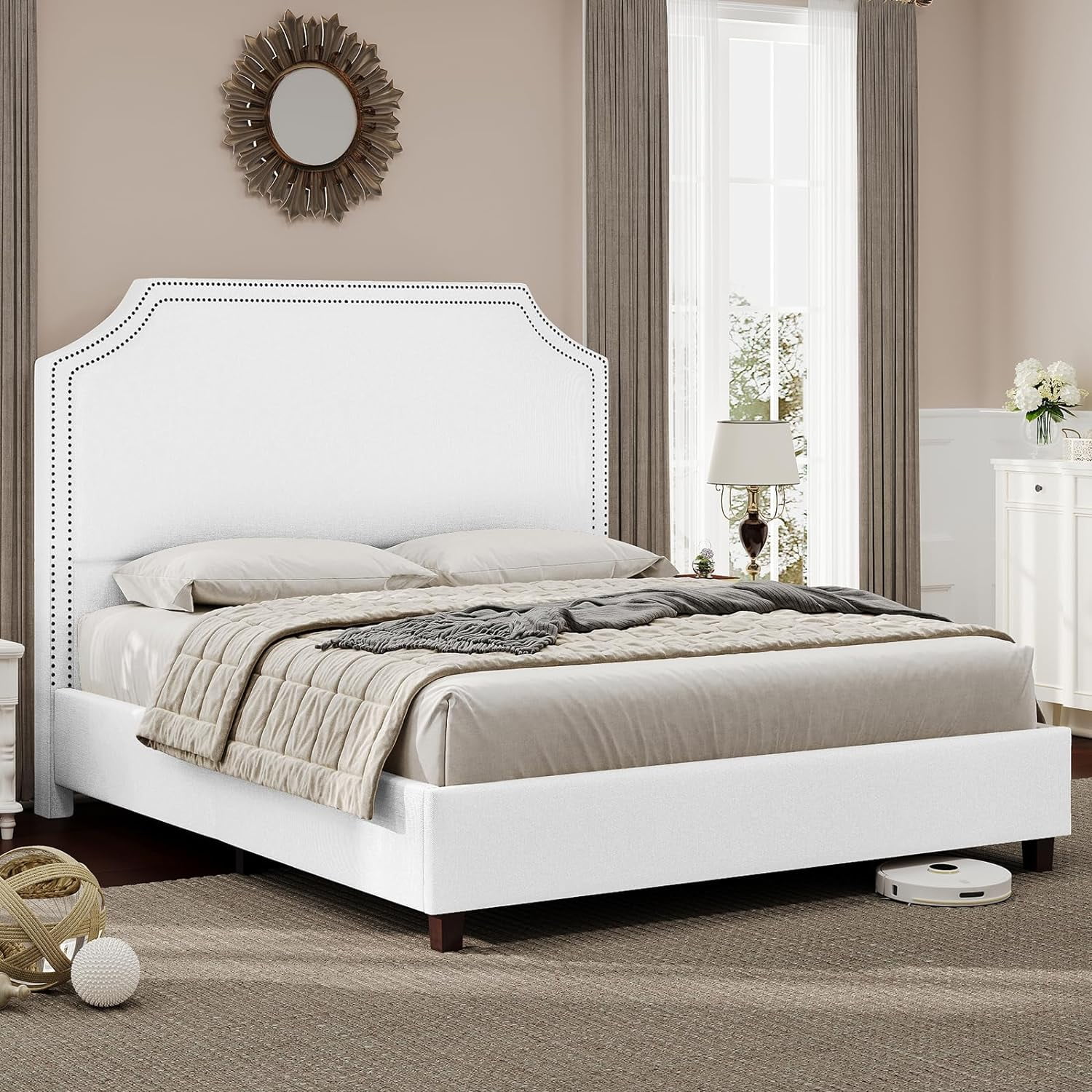 Jocisland King Size Upholstered Platform Bed Frame with Headboard ...