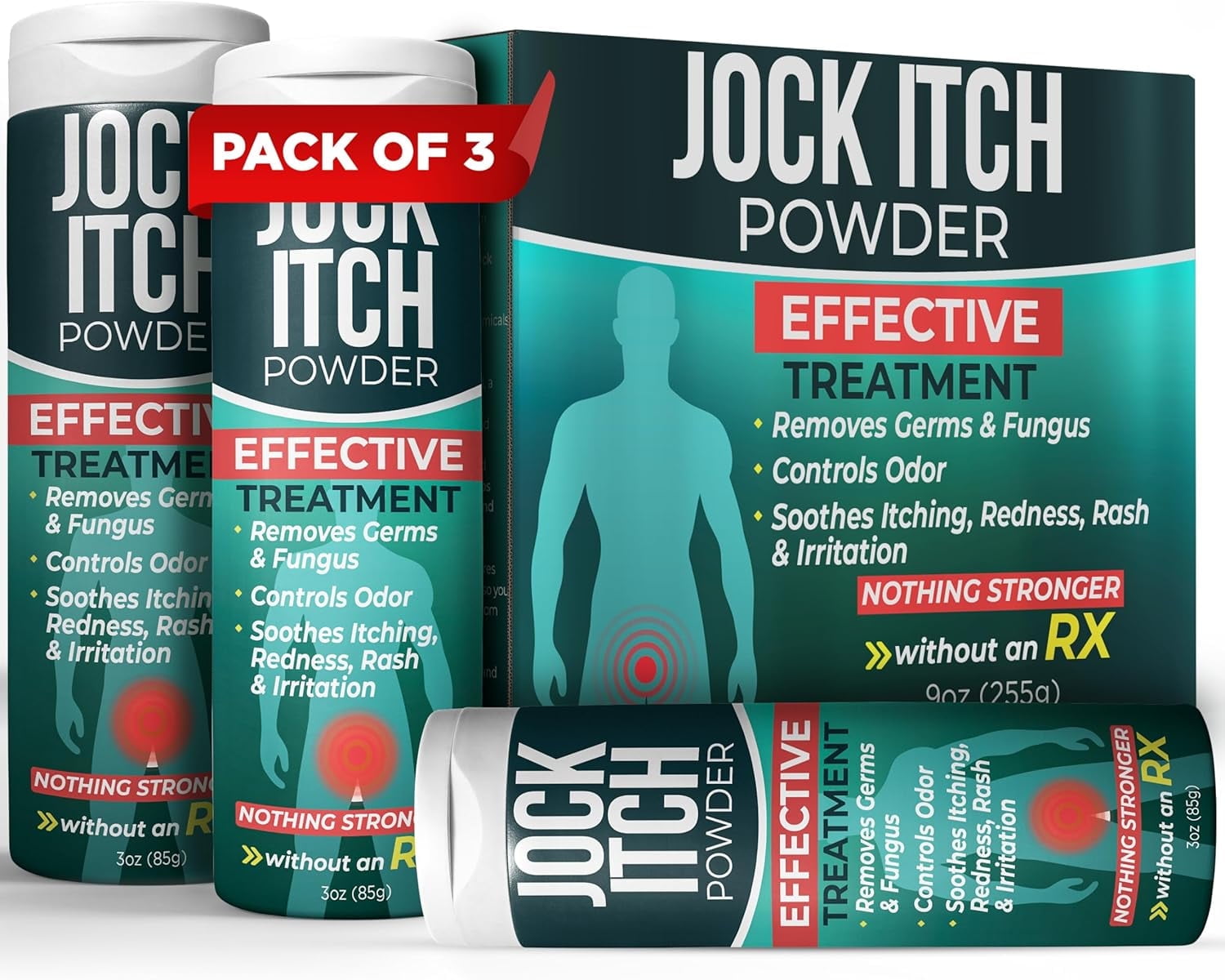Jock Itch Powder with Miconazole Nitrate 2% & Tea Tree Oil for Itch ...