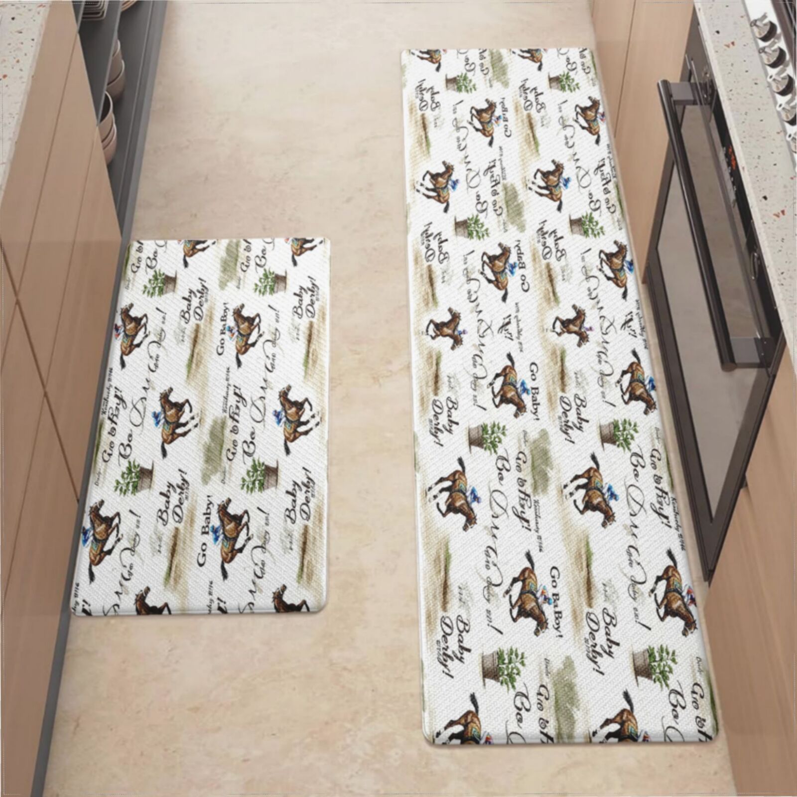 Jockey On Horse Mint Julep Kentucky Derby Kitchen Mat Runner 1 Pieces ...