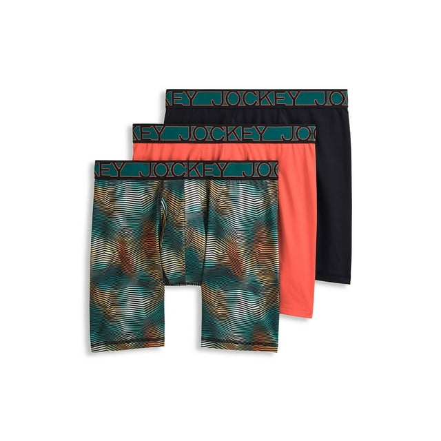 Jockey Men's Active Microfiber 9" Long Leg Boxer Brief - 3 Pack ...
