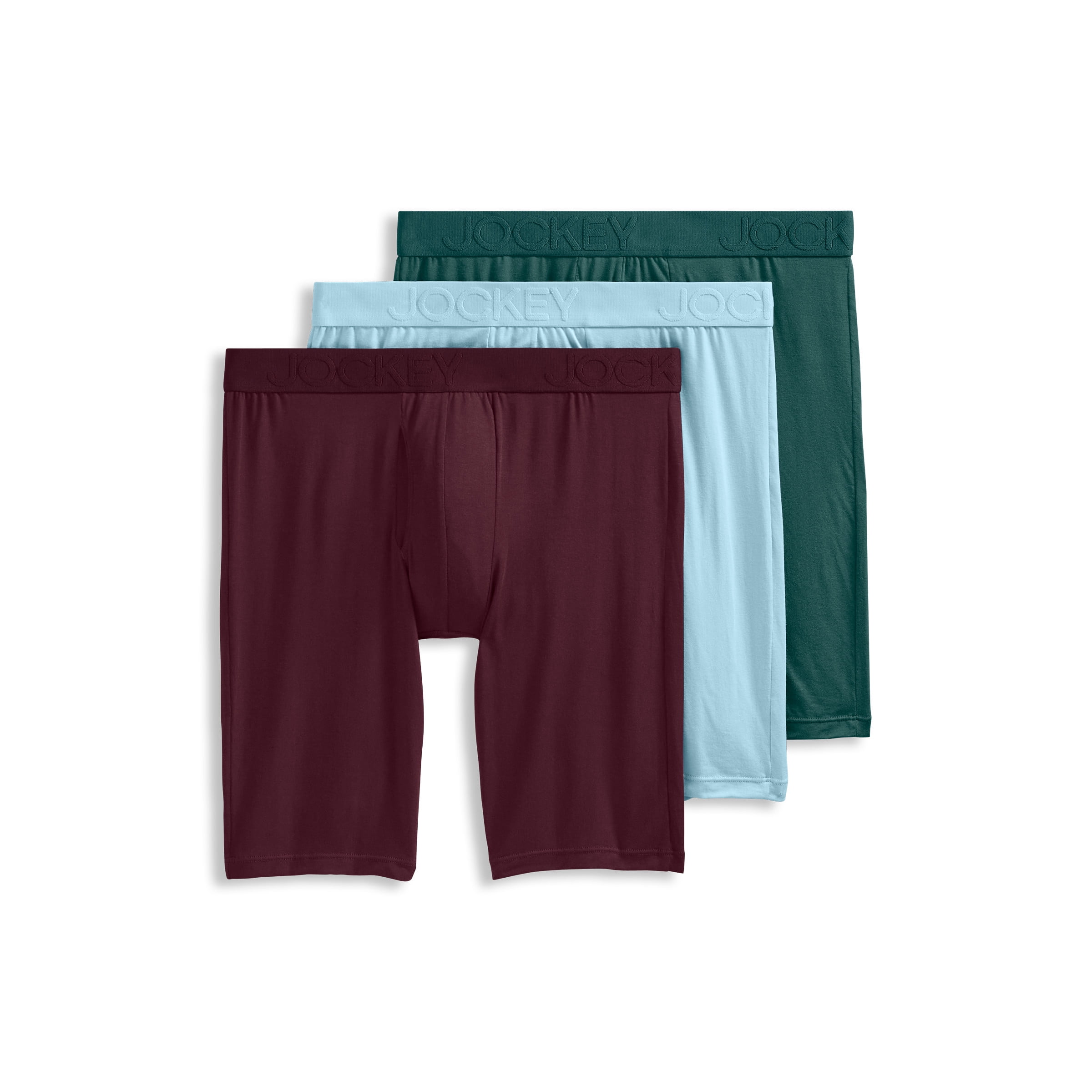 Jockey Men's Active Ultra Soft Modal 9" Long Leg Boxer Brief - 3 Pack ...
