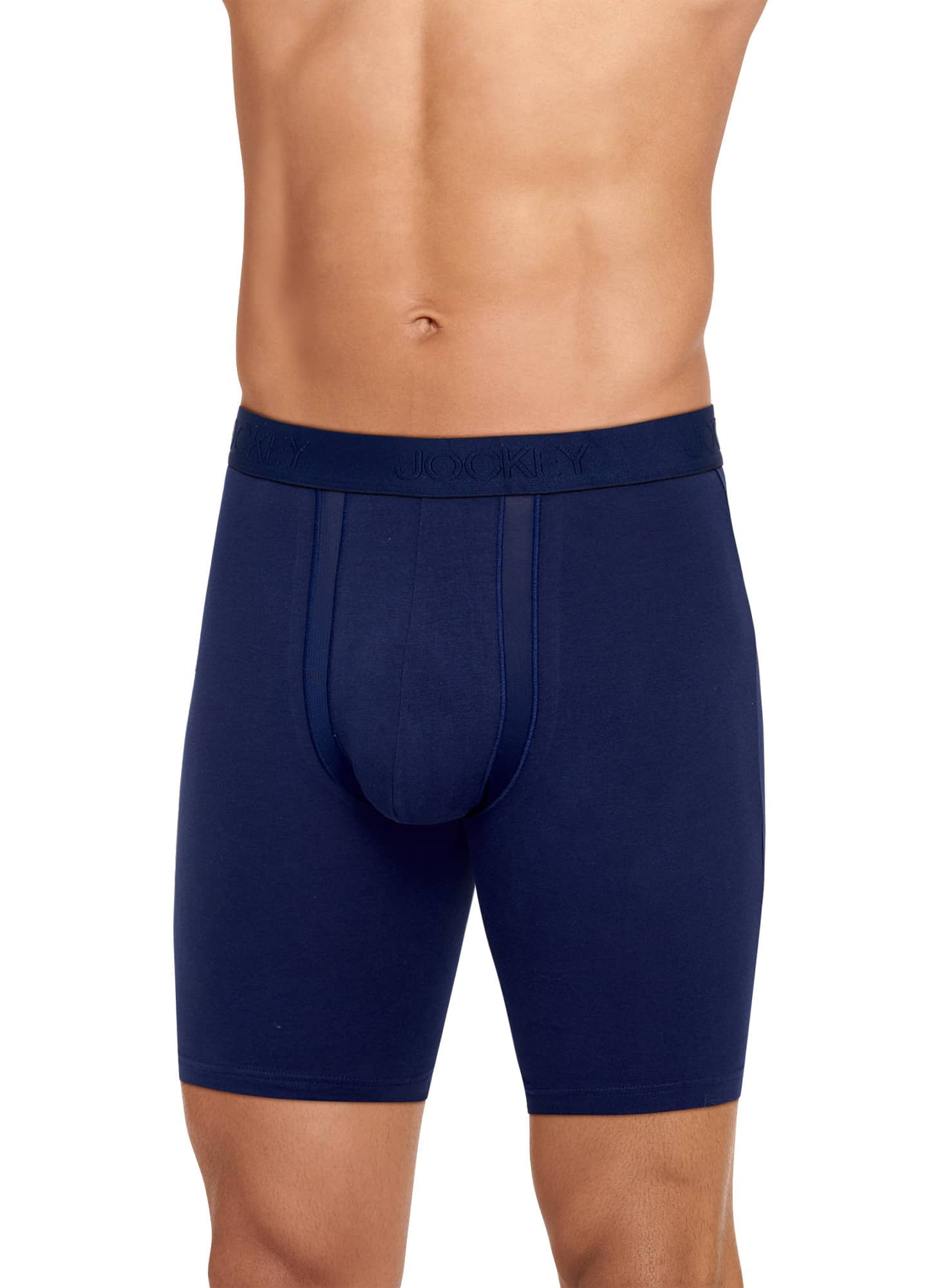 Jockey Men's Chafe Proof Pouch Cotton Stretch 8.5" Long Leg Boxer Brief ...