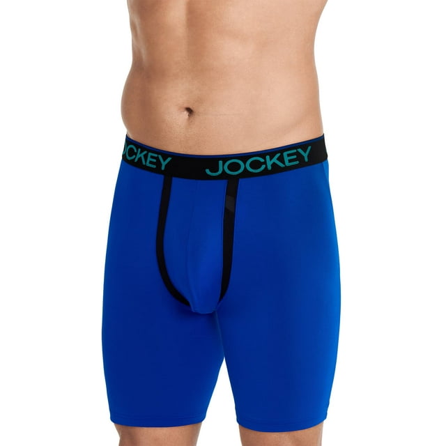 Jockey Men's Chafe Proof Pouch Microfiber 8.5" Long Leg Boxer Brief ...