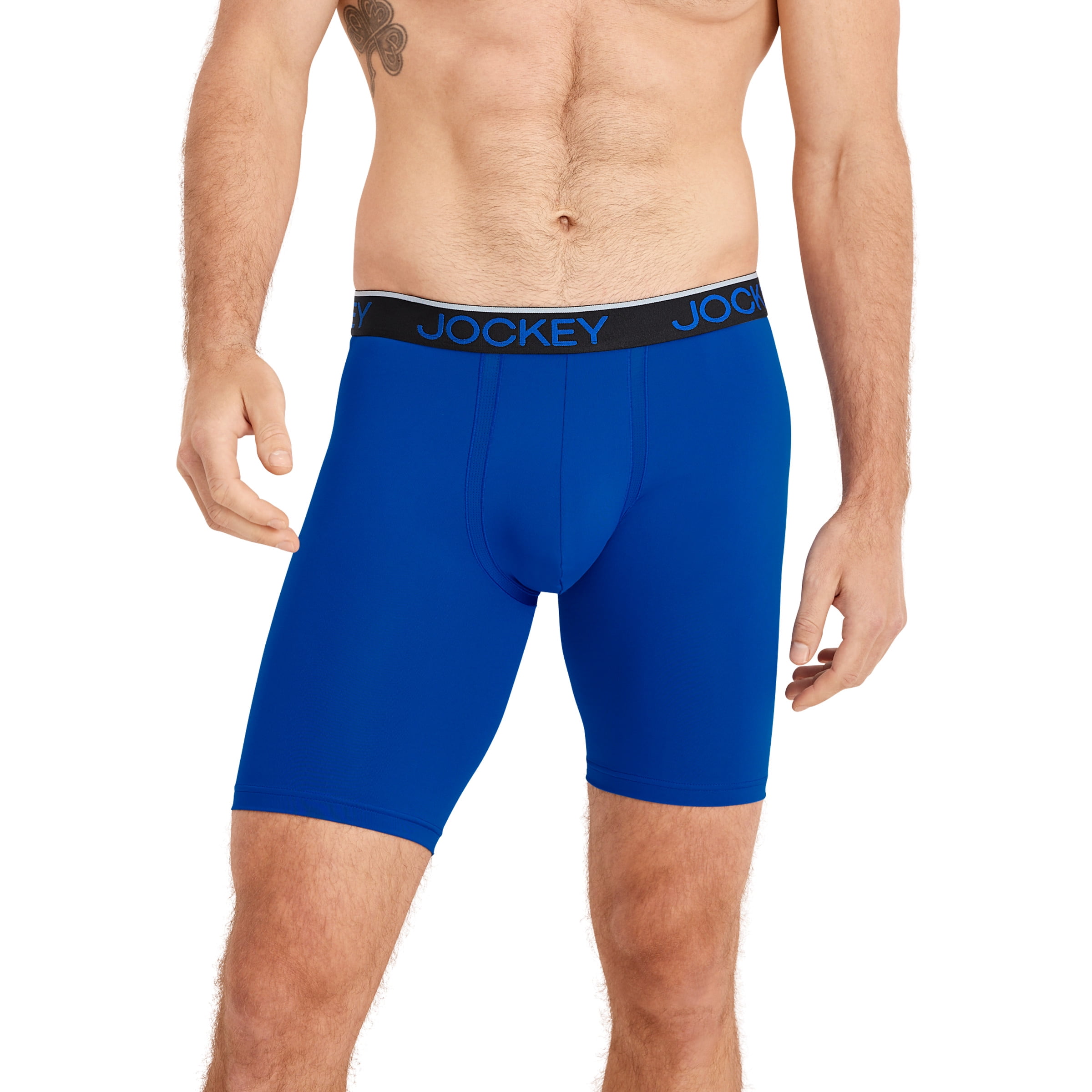 Jockey Men's Chafe Proof Pouch Microfiber 8.5" Long Leg Boxer Brief ...