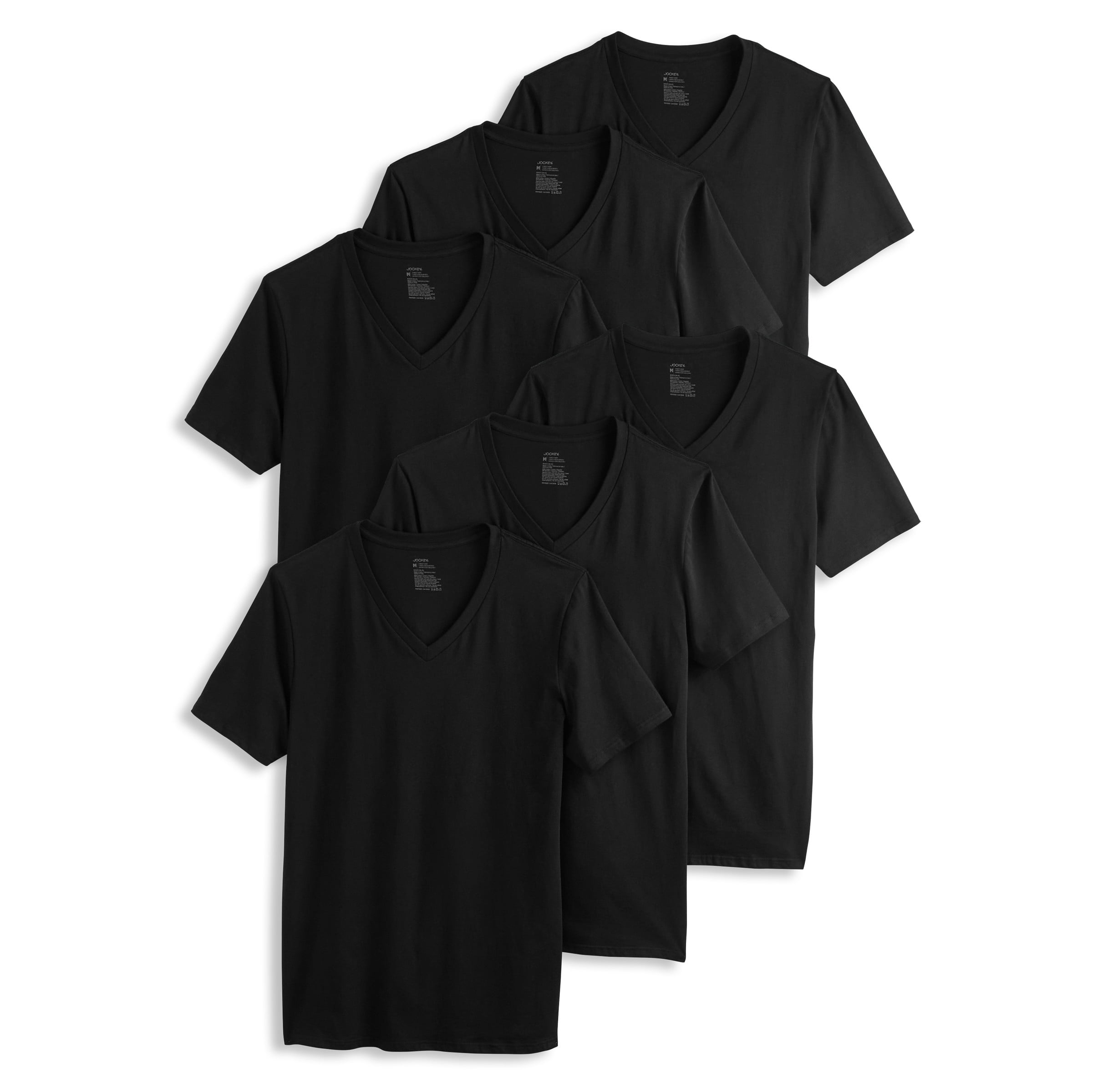 Jockey Men's Cotton Stretch V-Neck Undershirt - 6 Pack - Walmart.com