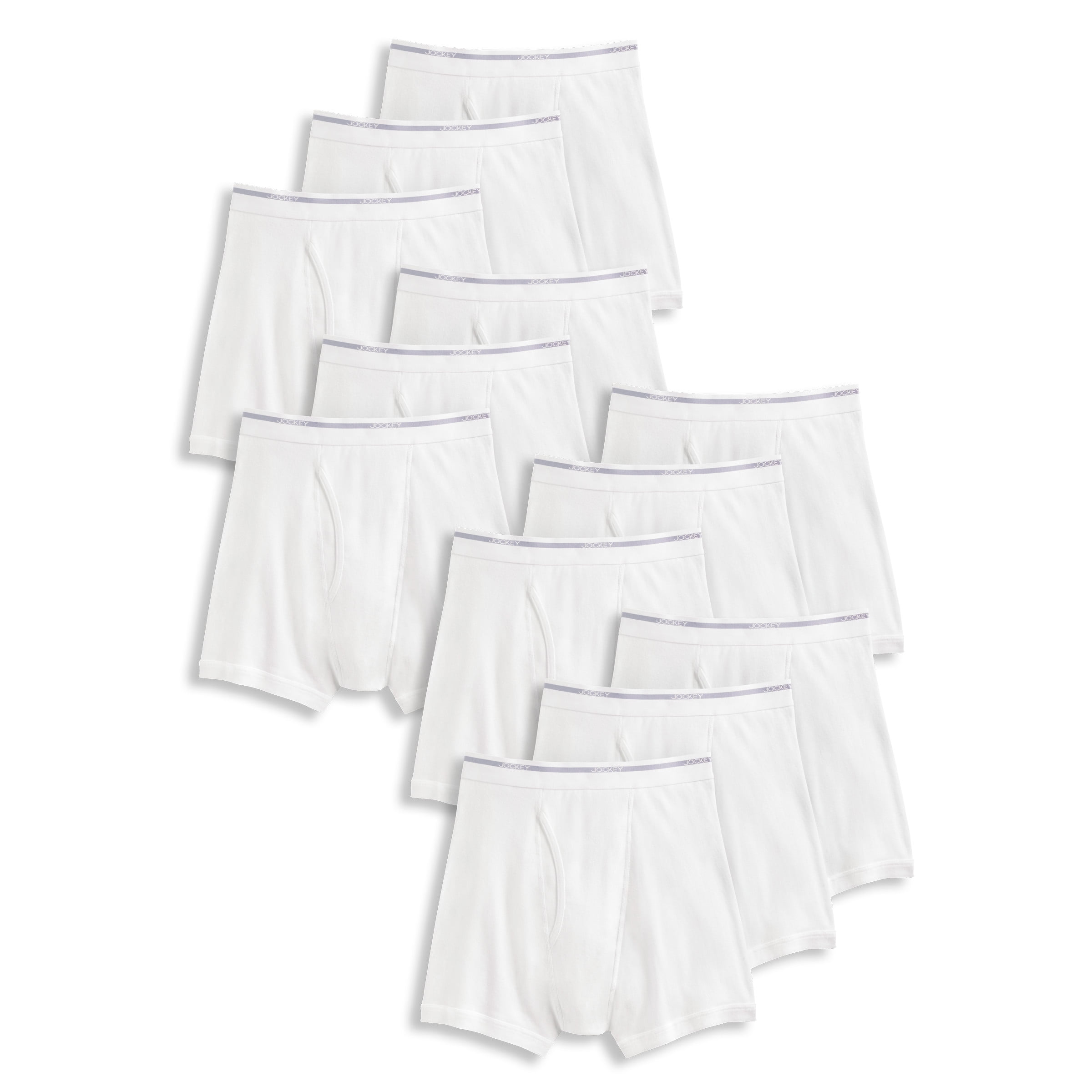 Jockey Men's 100% Cotton Lightweight Classic 5" Boxer Brief - 12 Pack ...