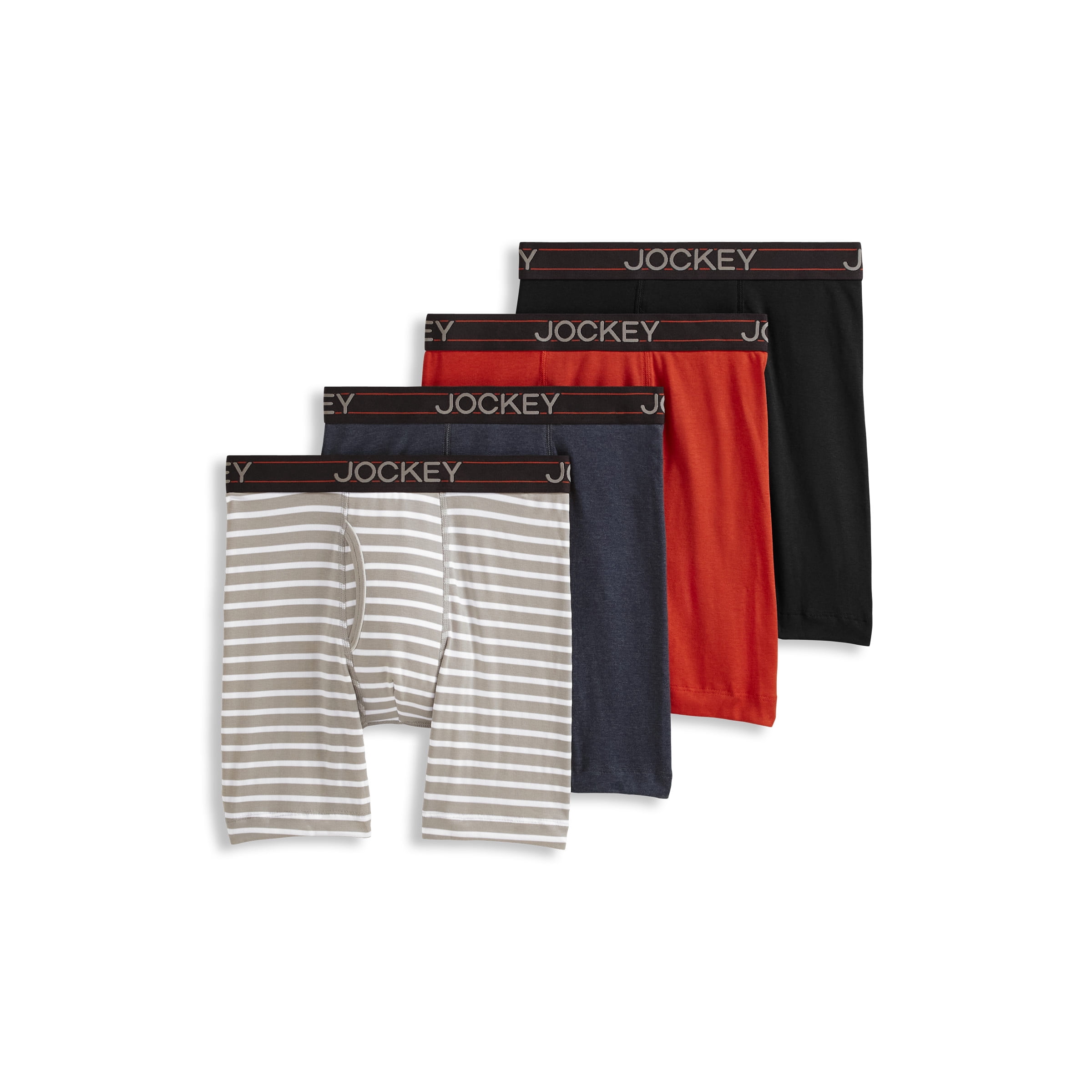 Jockey Men's Lightweight Cotton Blend 7" Long Leg Boxer Brief - 4 Pack ...