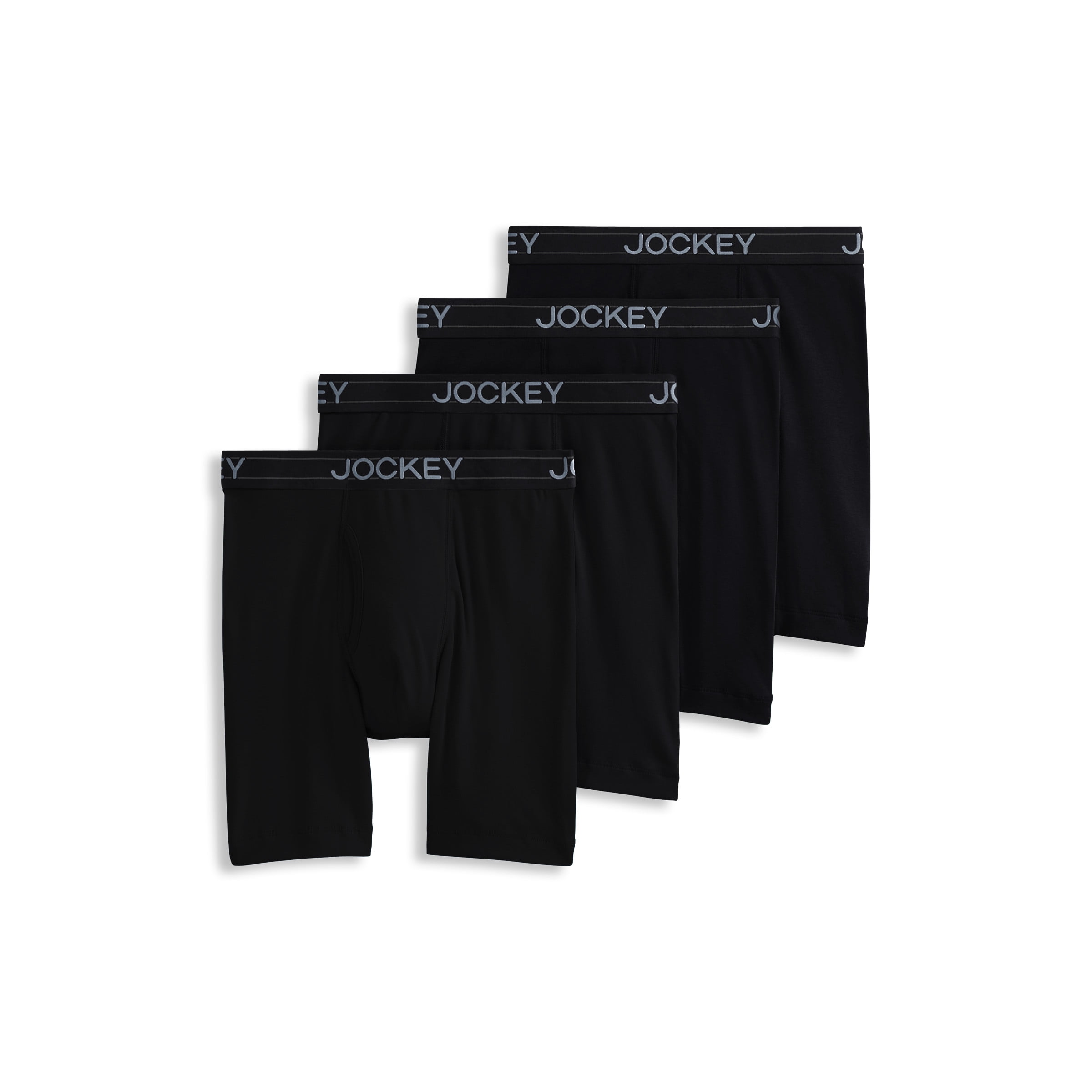 Jockey Men's Lightweight Cotton Blend 7" Long Leg Boxer Brief - 4 Pack ...