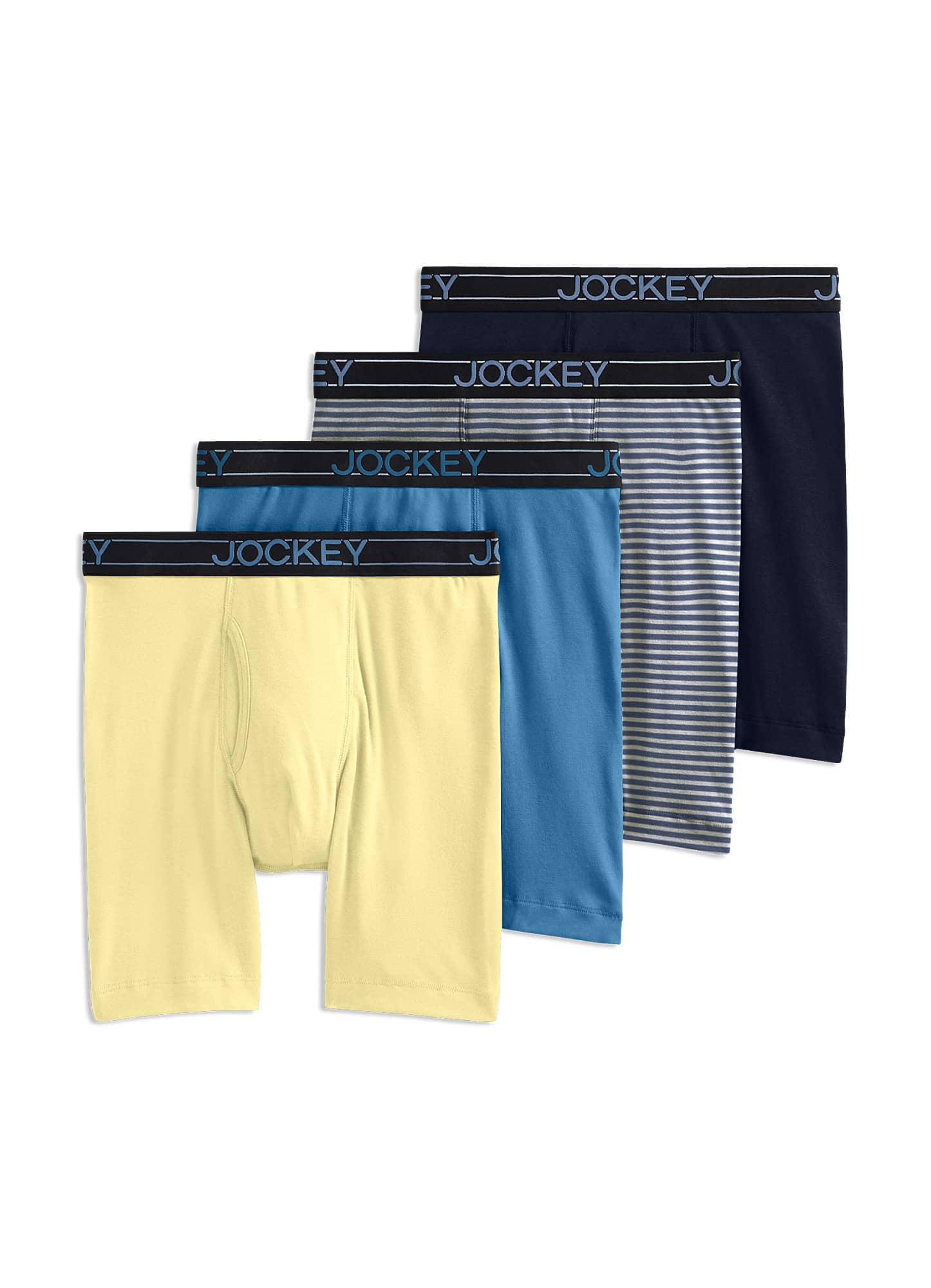 Jockey Men's Lightweight Cotton Blend 7" Long Leg Boxer Brief - 4 Pack ...