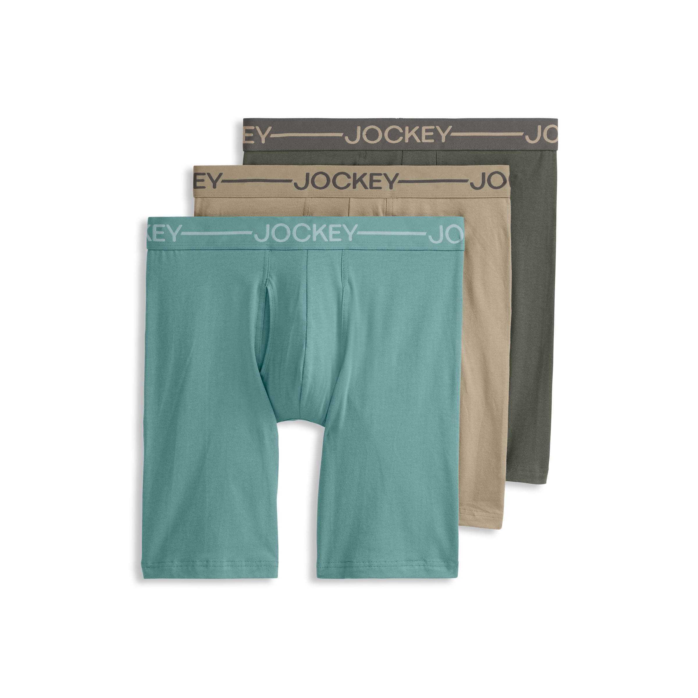 Jockey Men's Organic Cotton Stretch 9.5" Long Leg Boxer Brief - 3 Pack - Walmart.com