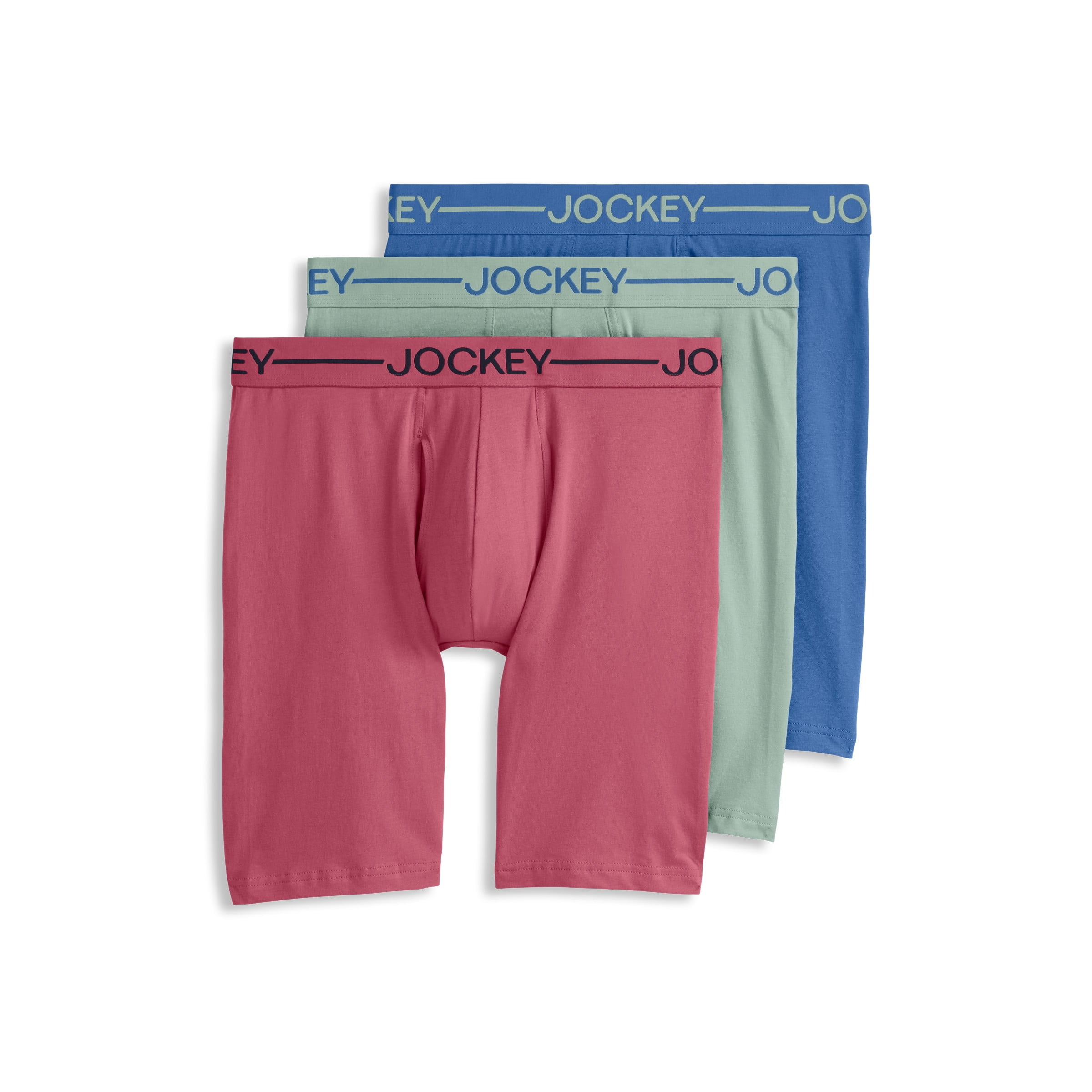 Jockey Men's Organic Cotton Stretch 9.5" Long Leg Boxer Brief - 3 Pack ...