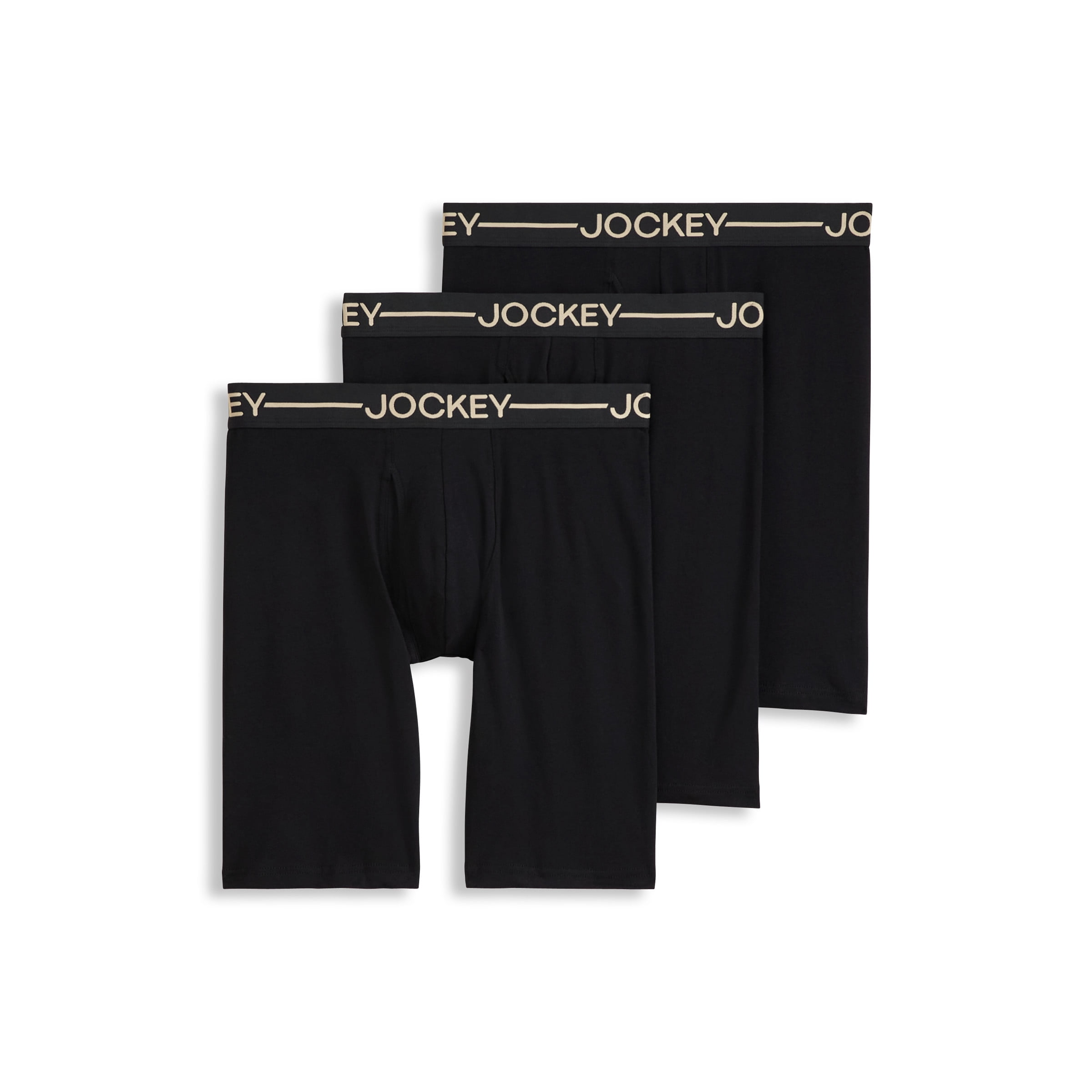 Jockey Men's Organic Cotton Stretch 9.5" Long Leg Boxer Brief - 3 Pack ...