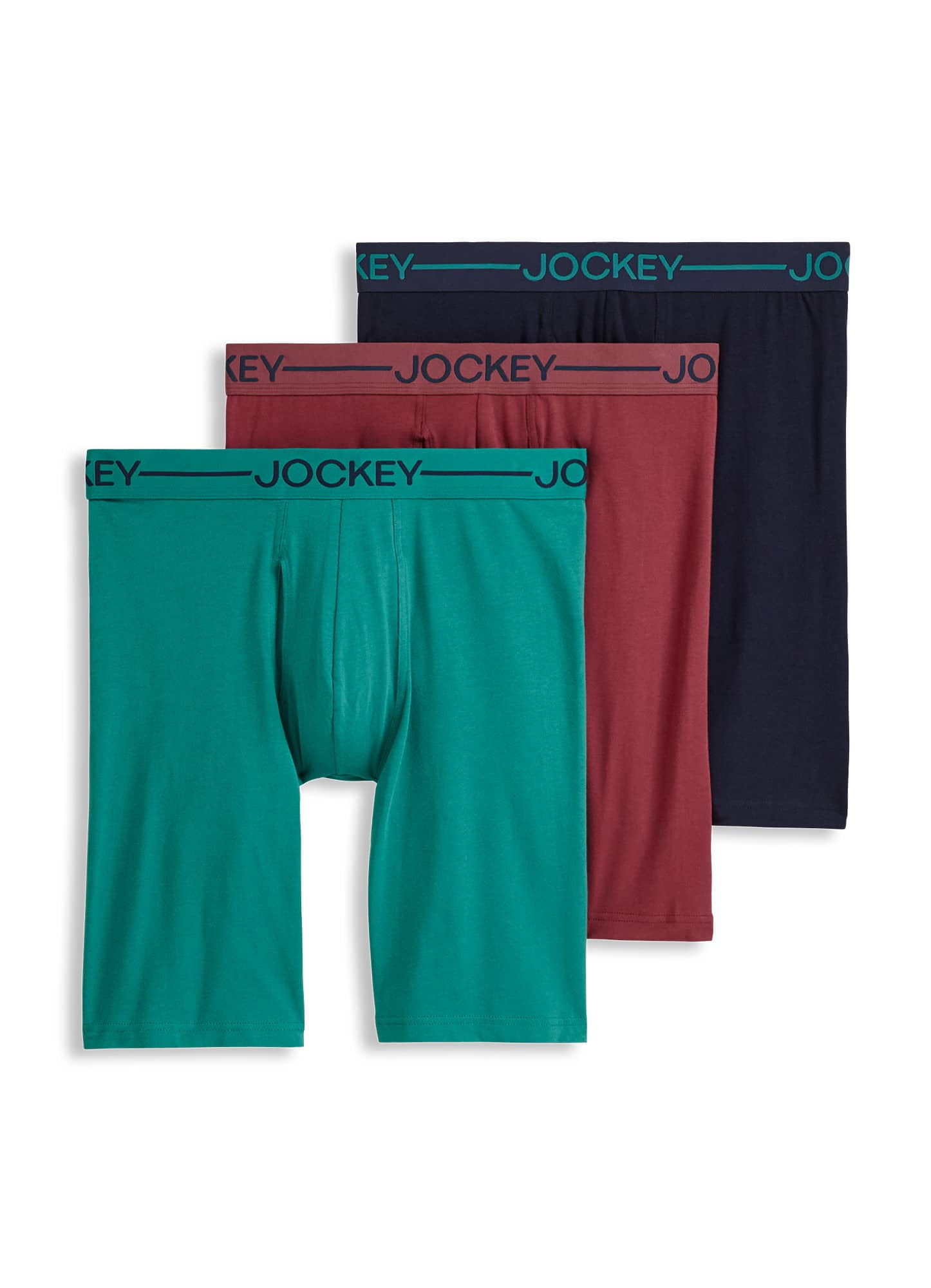 Jockey Men's Organic Cotton Stretch 9.5" Long Leg Boxer Brief - 3 Pack ...