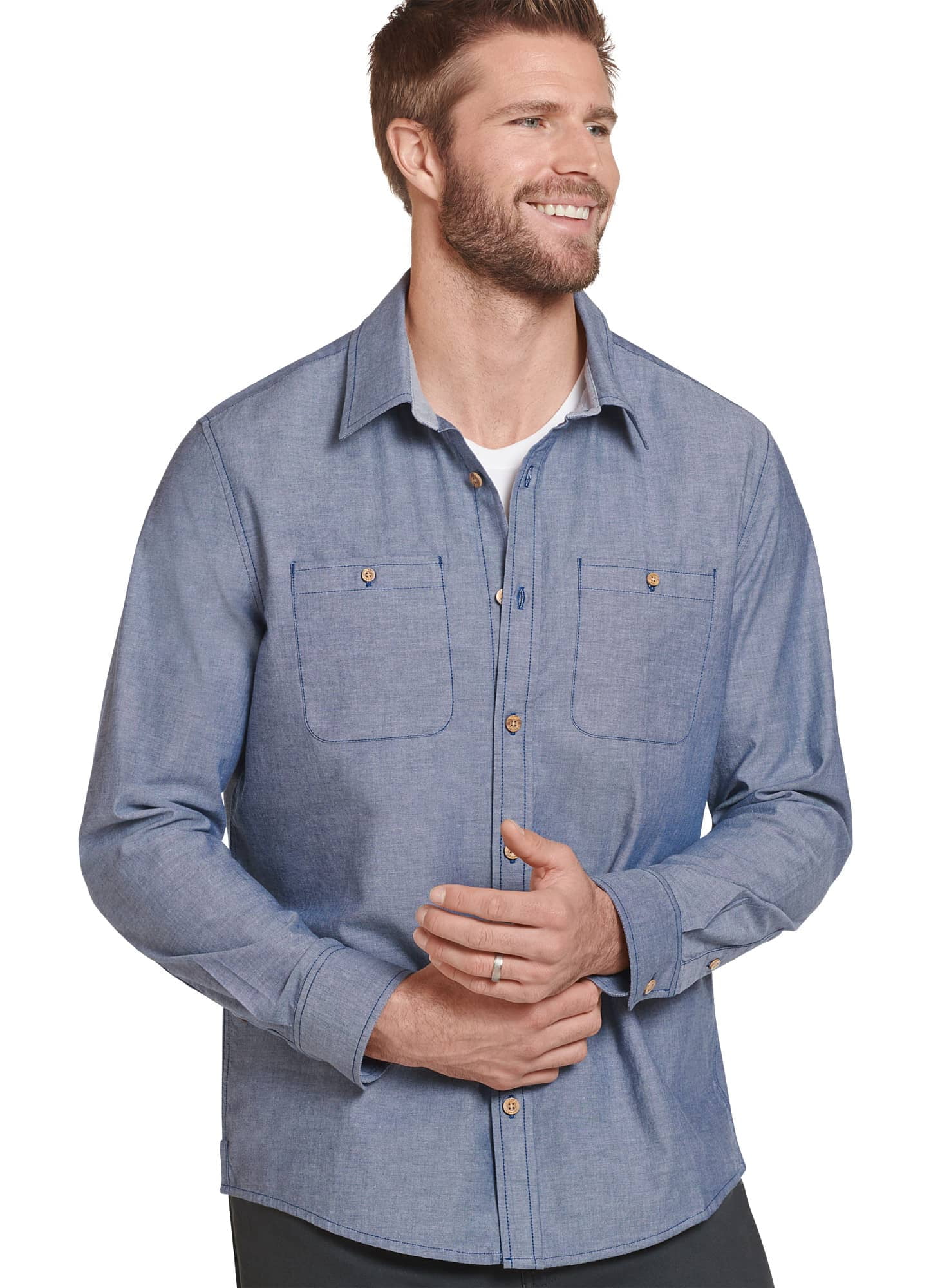 Jockey Men's Outdoors Long Sleeve Woven Button-Up Shirt - Walmart.com