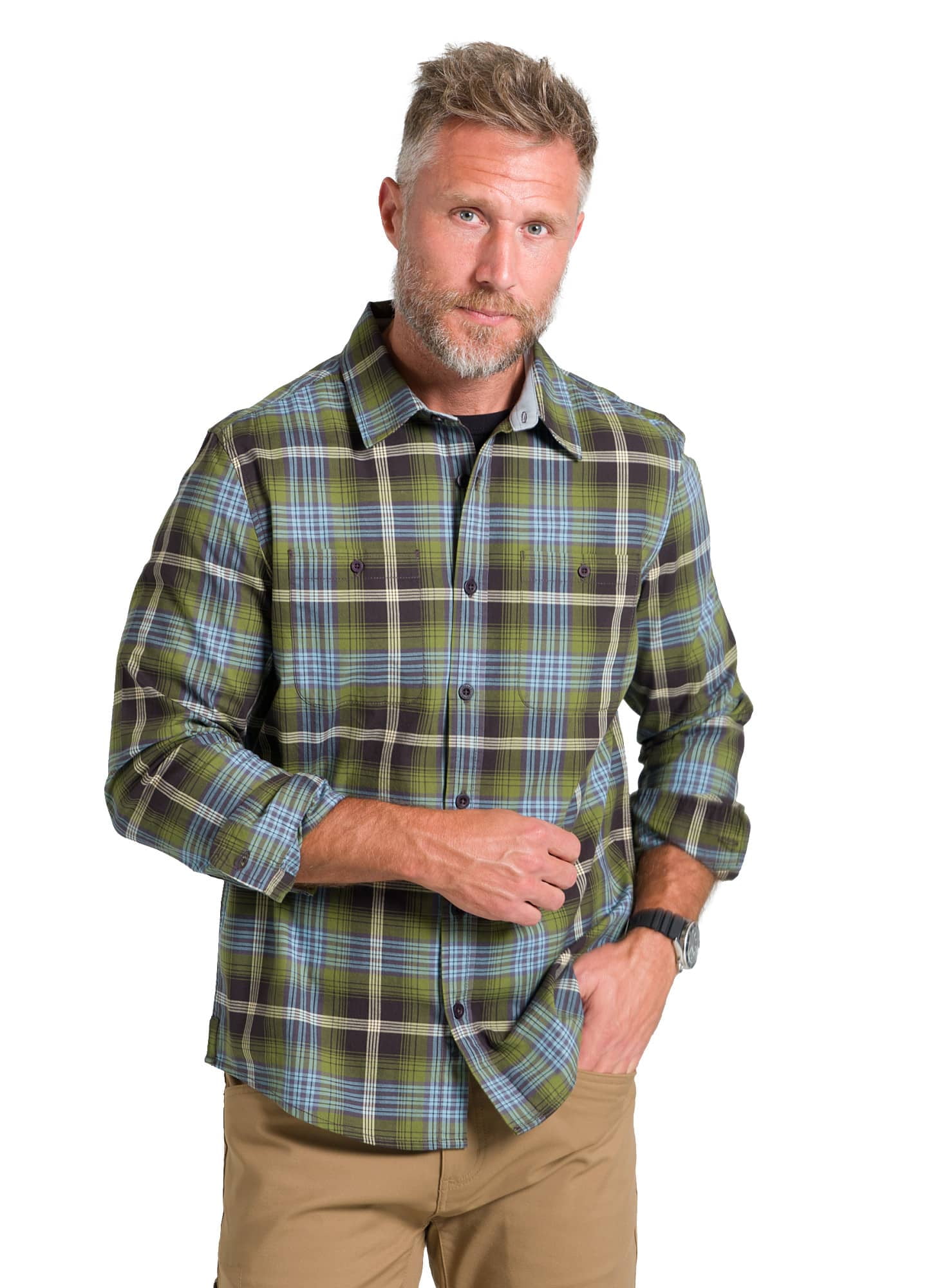 Jockey Men's Outdoors Long Sleeve Woven Button-Up Shirt - Walmart.com
