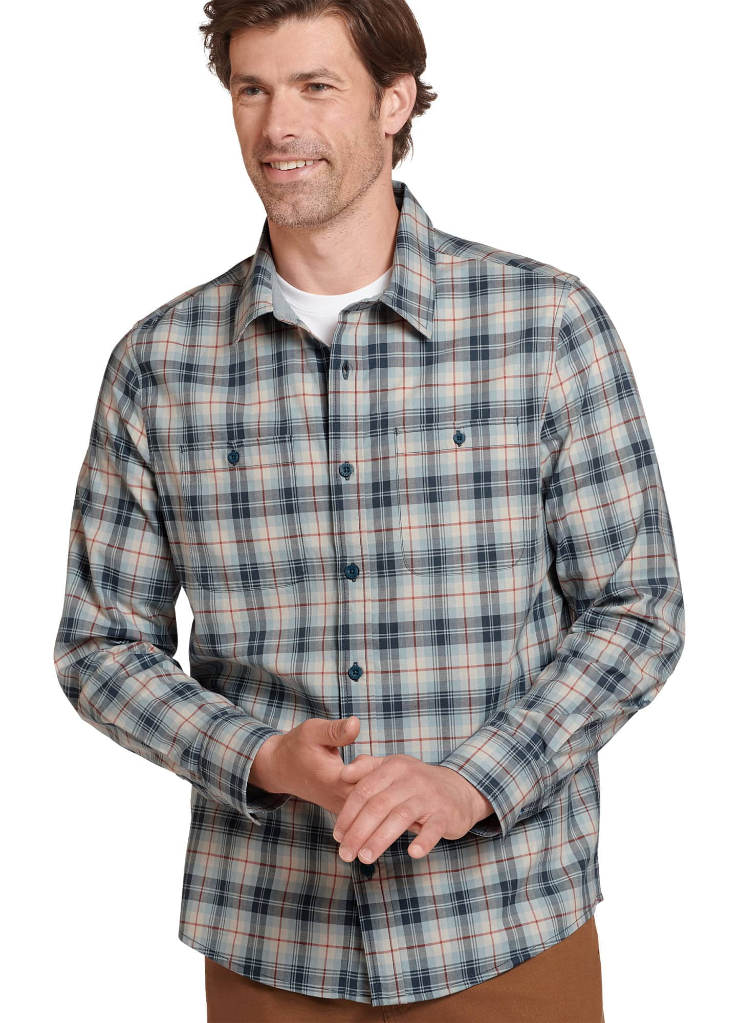 Jockey Men's Outdoors Long Sleeve Woven Button-Up Shirt - Walmart.com