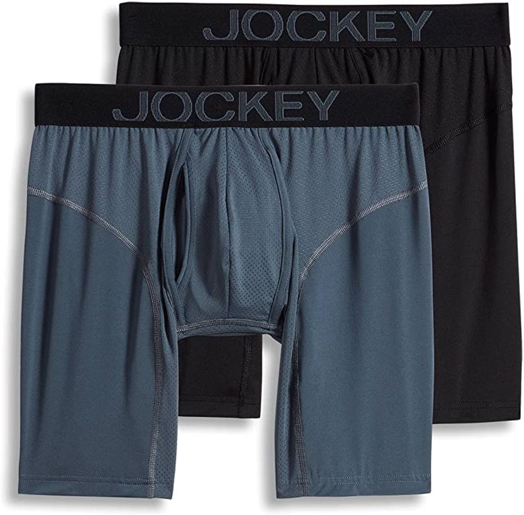 Jockey Men's RapidCool Midway Brief - 2 Pack, Nerves of Steel/Black, X ...