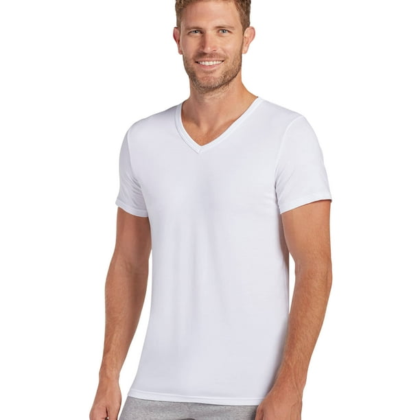 Jockey Mens Slim Fit Cotton Stretch V Neck T Shirt 2 Pack
