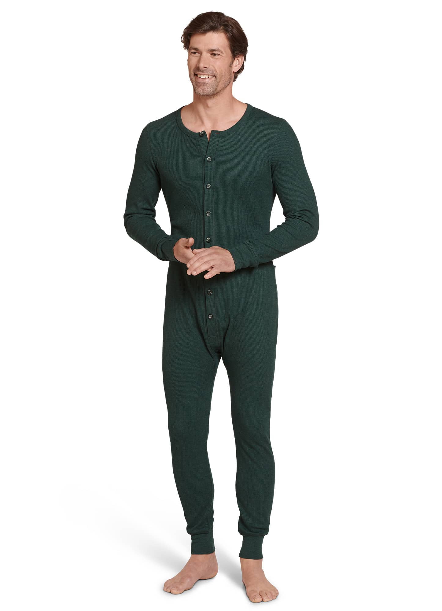 Jockey Men's Waffle Union Suit, Cotton Blend Long Underwear with ...