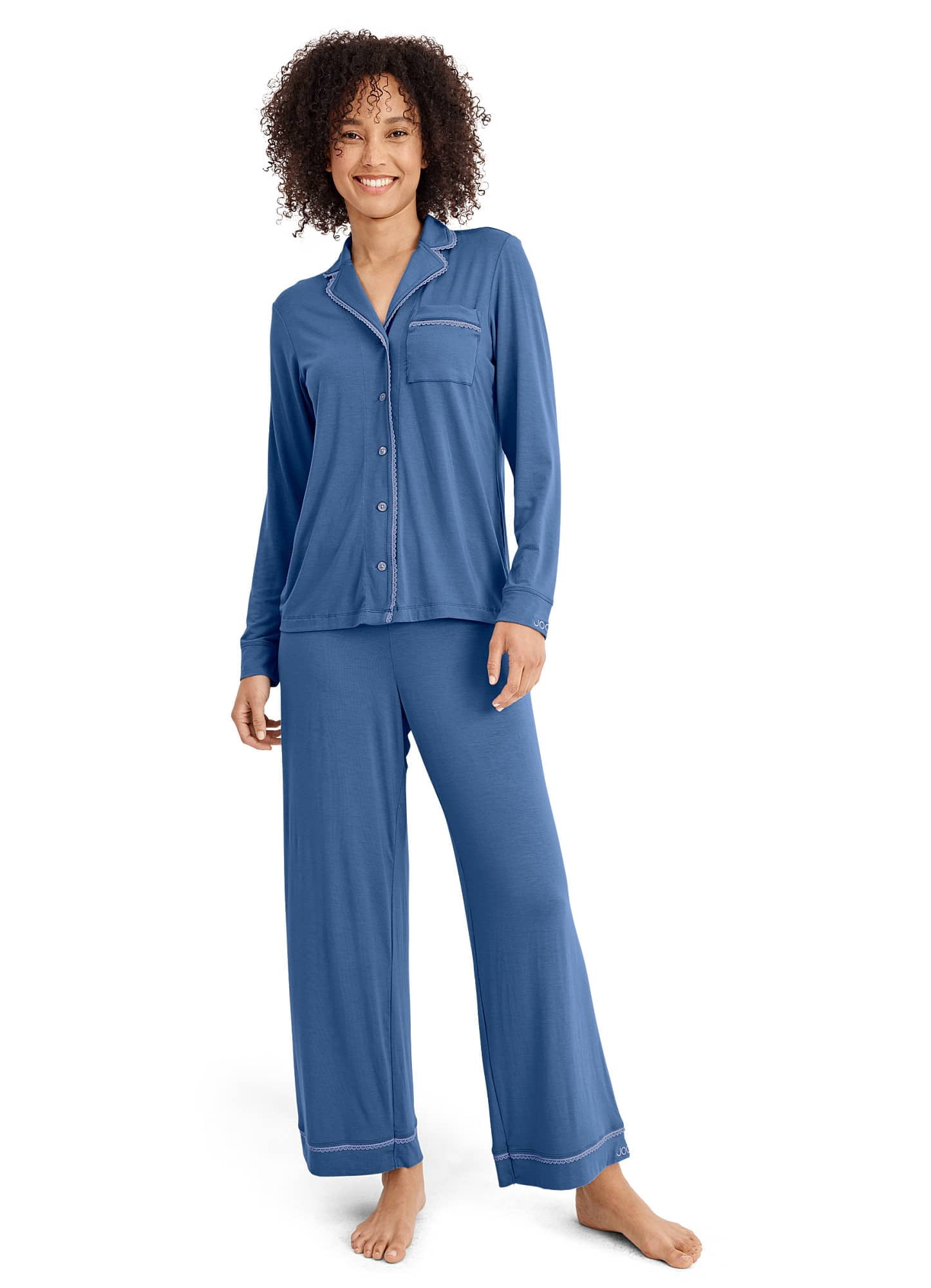 Jockey Women's Cooling Modal Notch Collar Long Sleeve Top & Pant Set ...