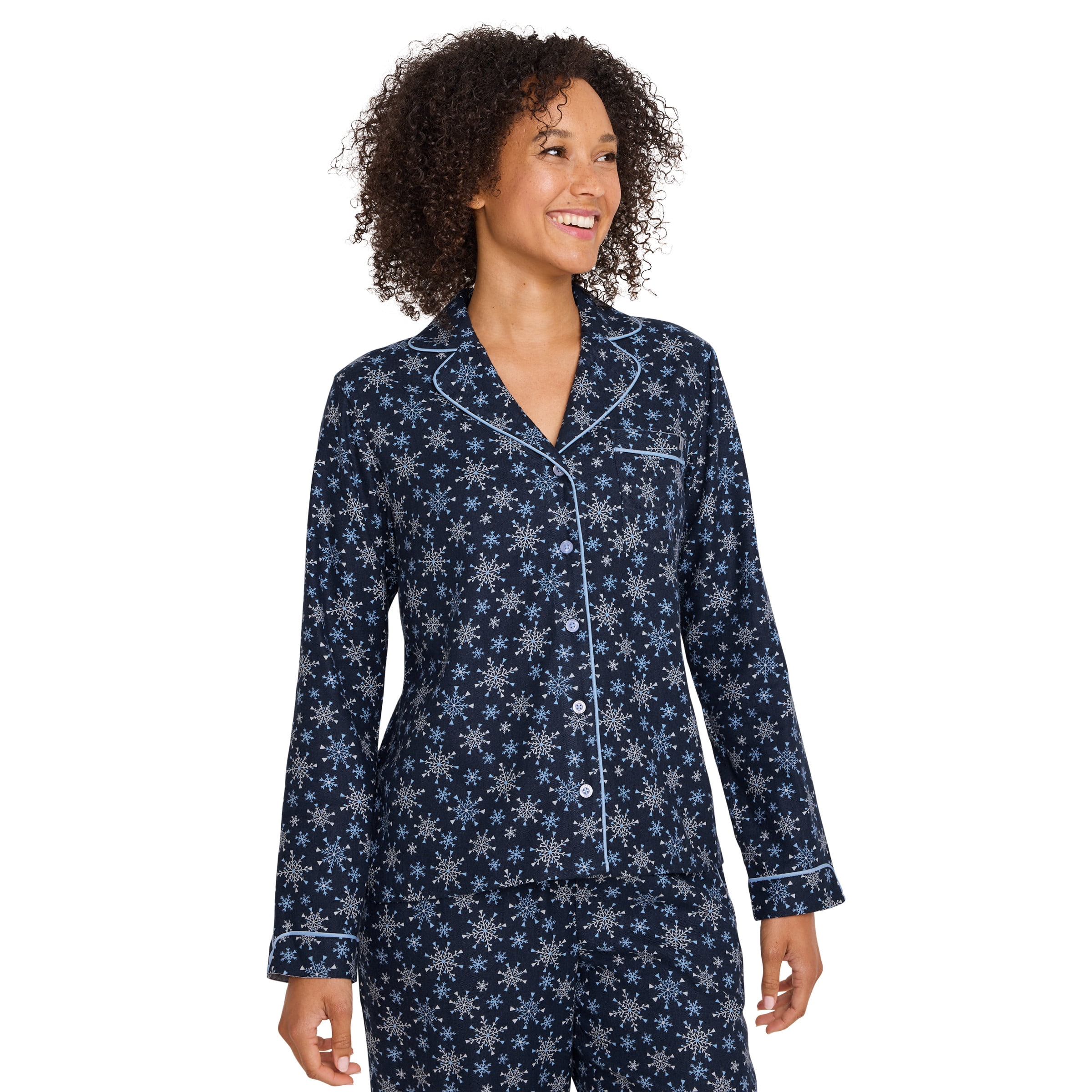 Jockey Women's Flannel Sleep Long Sleeve Button Up - Walmart.com