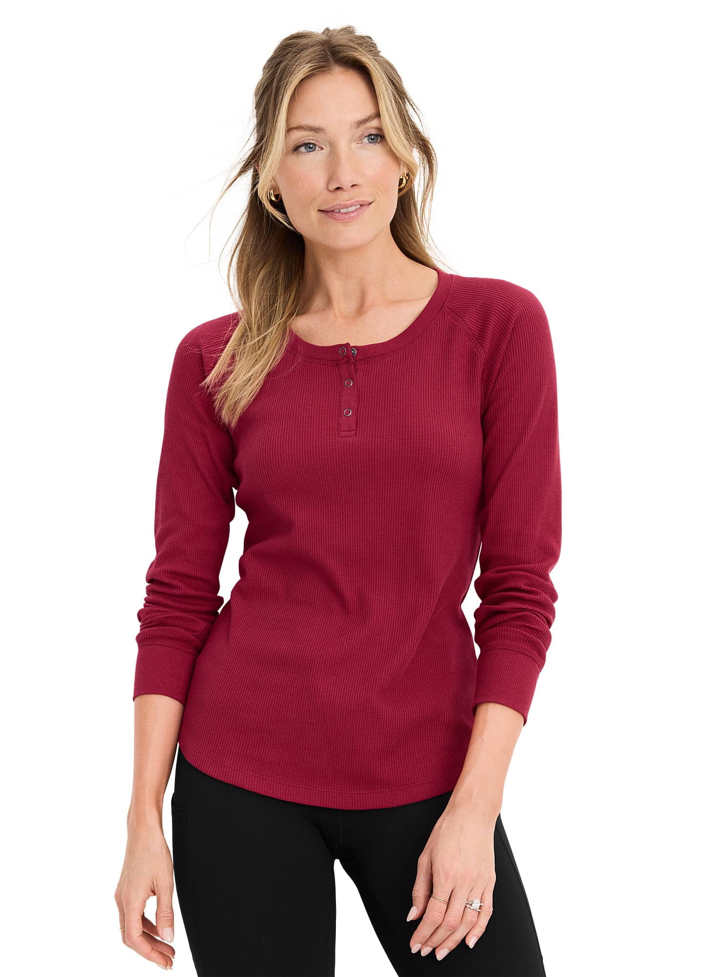 Jockey Women's Long Sleeve Waffle Henley - Walmart.com