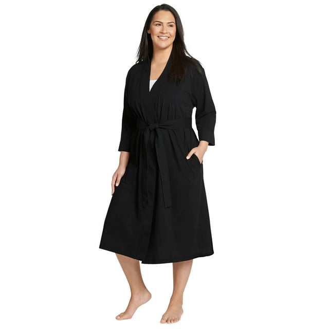 Jockey Women's Plus Size Everyday Essentials Cotton Wrap Long Robe ...