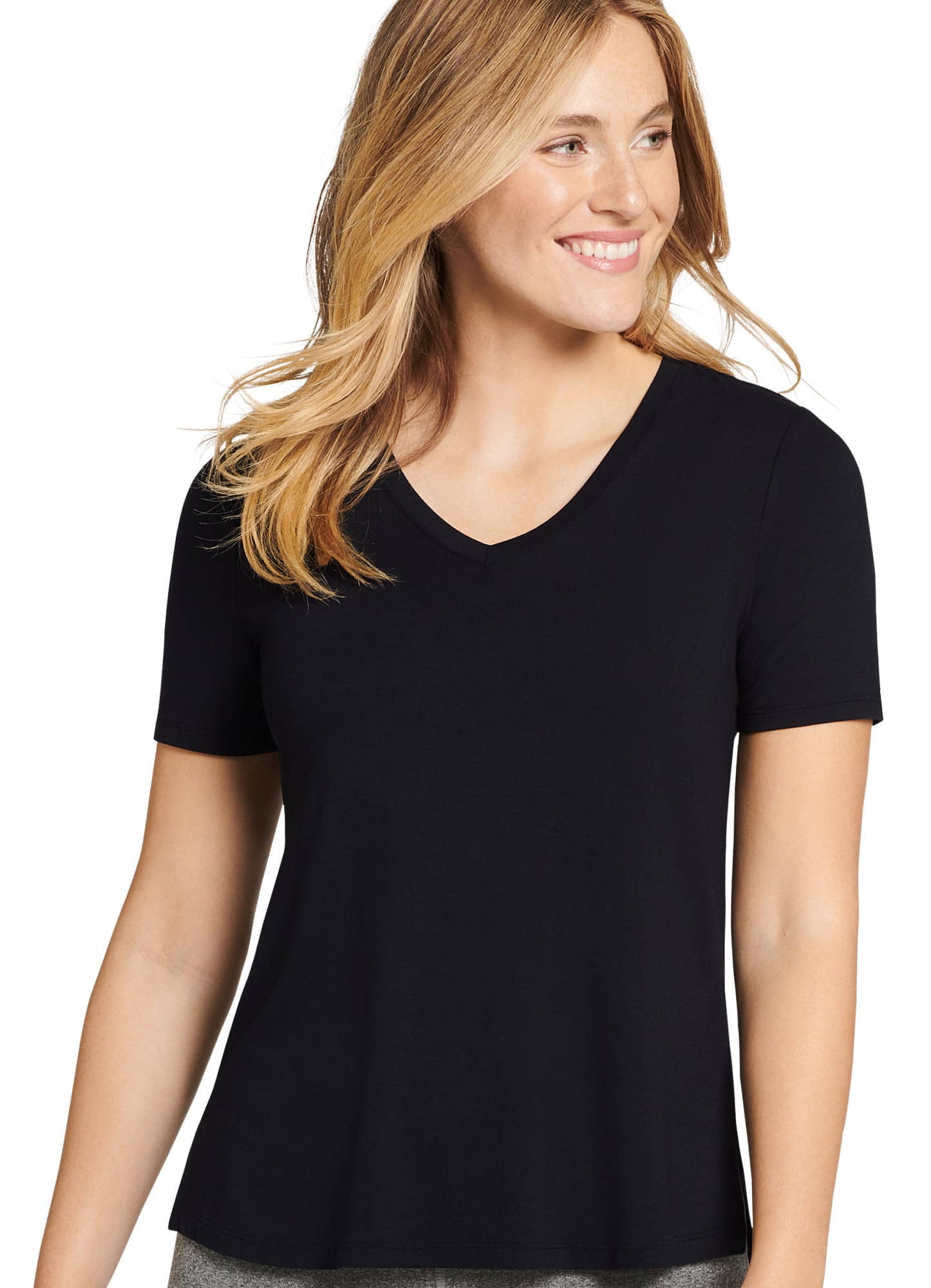 Jockey Women's Stretch Knit V-Neck Tee with Side Slits - Walmart.com