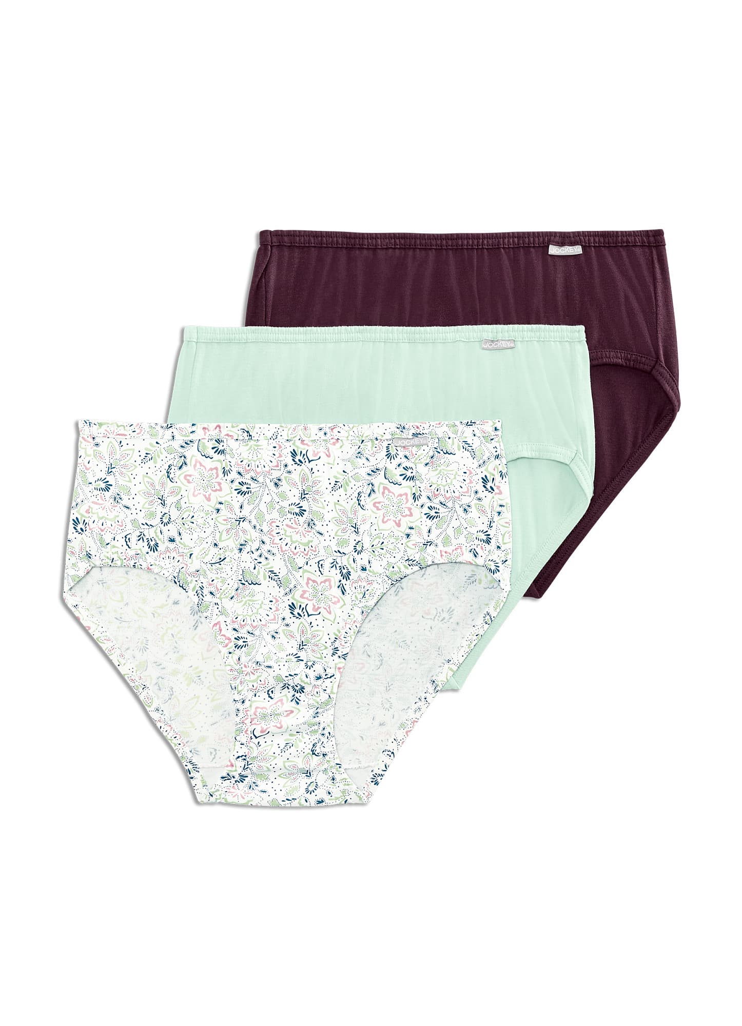 Jockey Womens Elance Hipster 3 Pack Underwear Hipsters 100% cotton ...