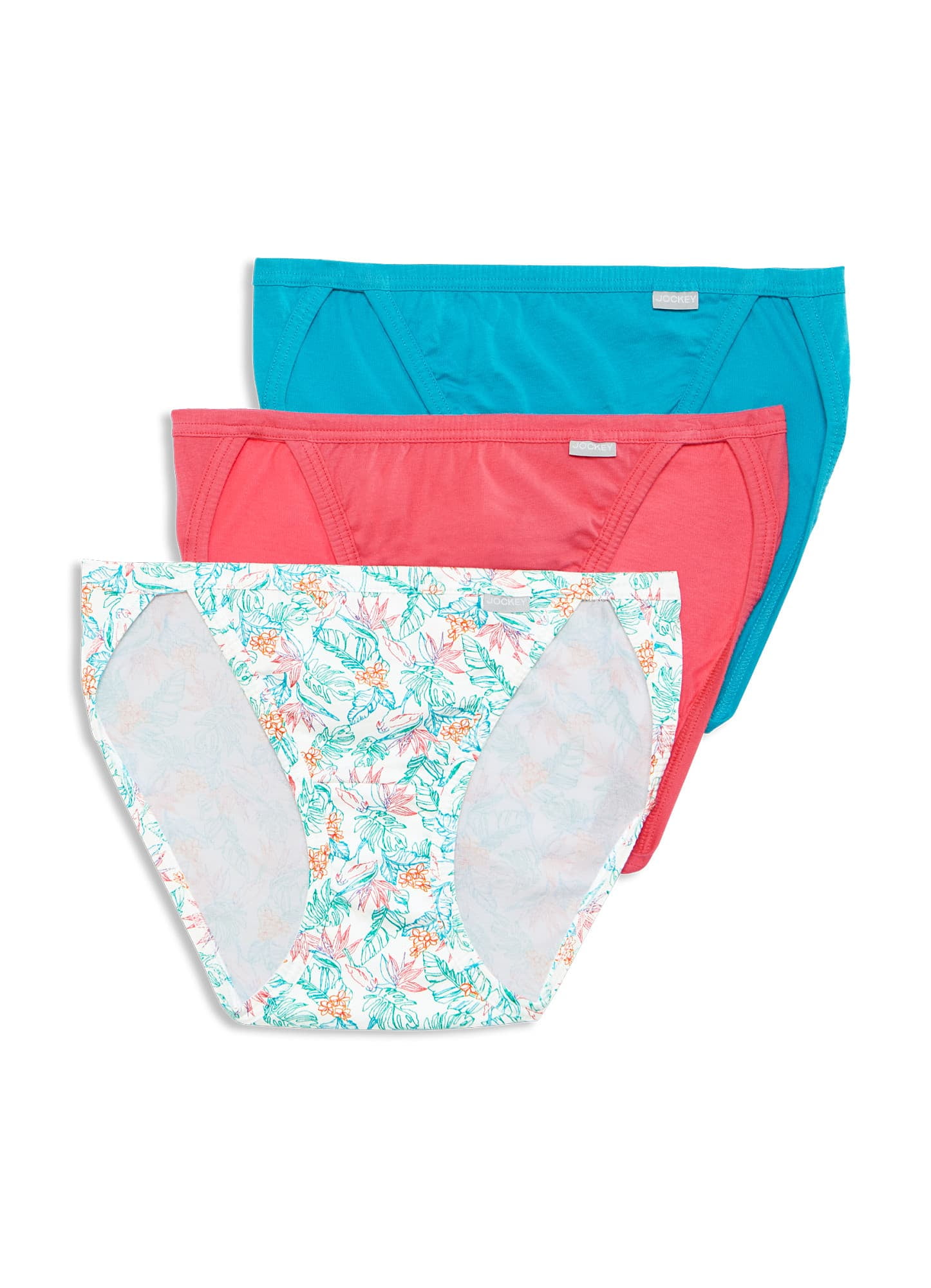 Jockey Womens Elance String Bikini 3 Pack Underwear String Bikinis 100% ...