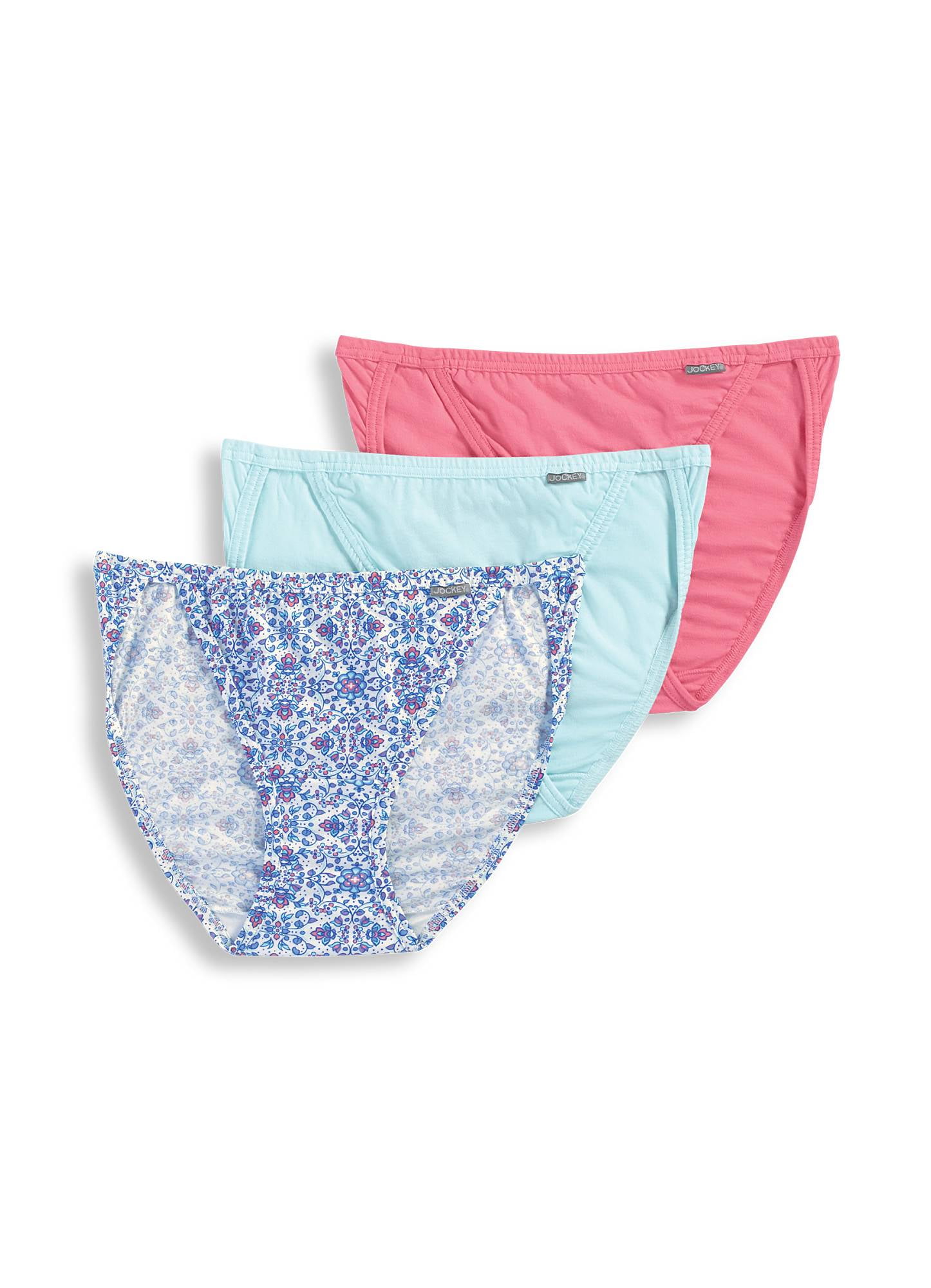 Jockey Womens Elance String Bikini 3 Pack Underwear String Bikinis 100% ...