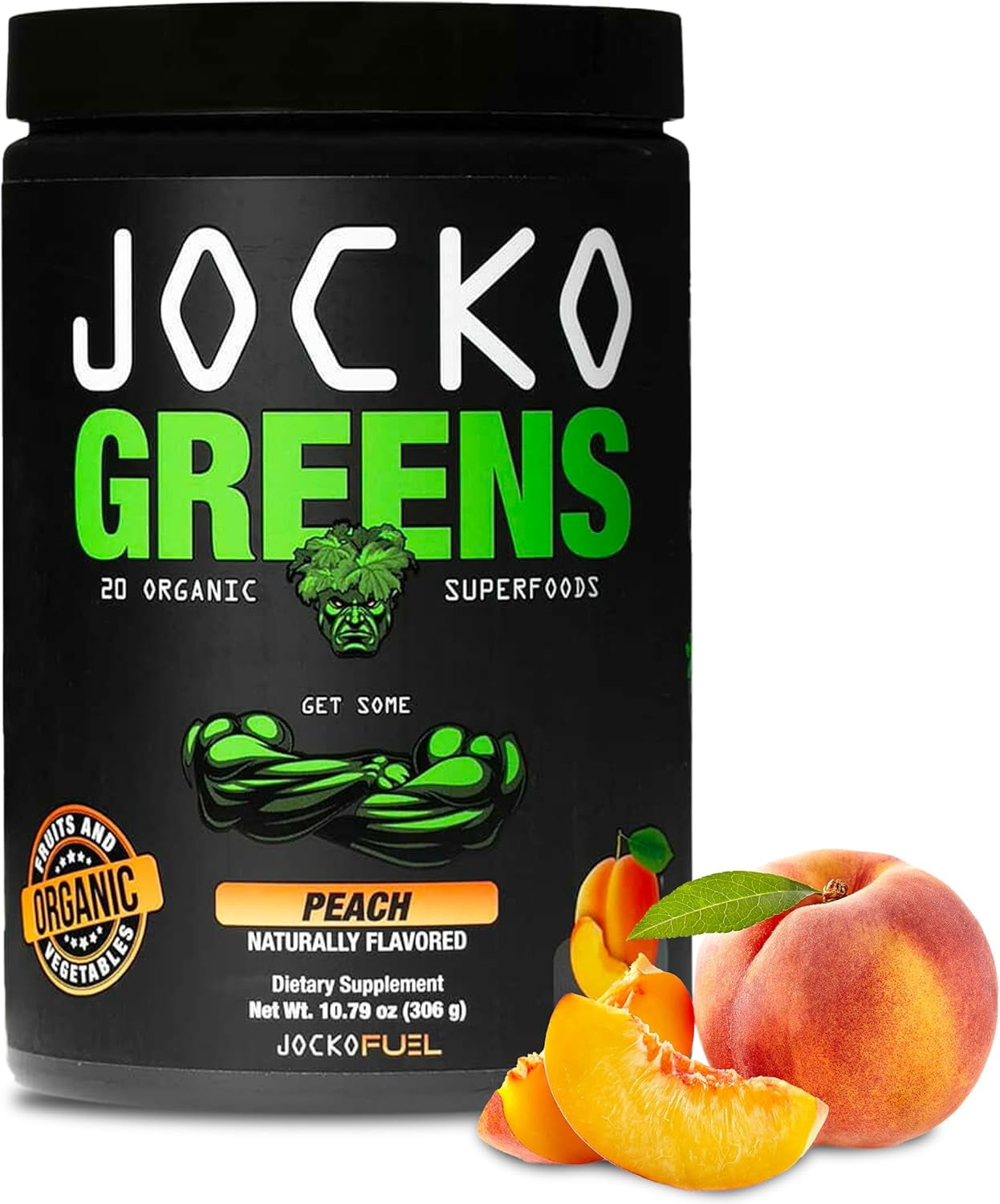 Jocko Fuel Greens Powder, Organic Greens & Superfood, Peach Flavor, 30 ...