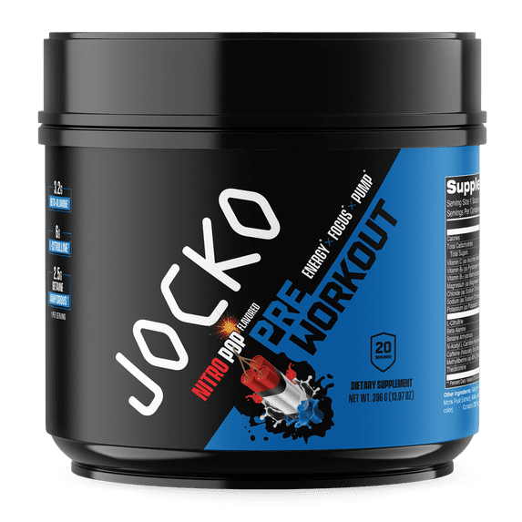 Jocko Fuel Preworkout Powder, Nitro Pop, High Stim, Sugar-Free, 200mg ...