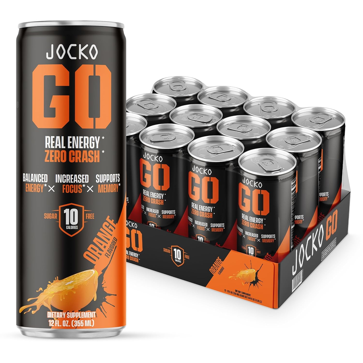 Free Shipping! Jocko GO Energy Drink, Sugar-Free, Orange Flavor, 12 fl ...