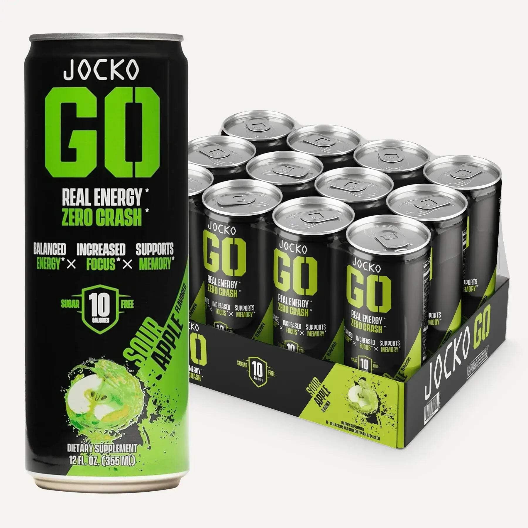 Jocko Fuel JOCKO GO Energy Drink Sour Apple 12 Pack Keto Caffeine B12 ...