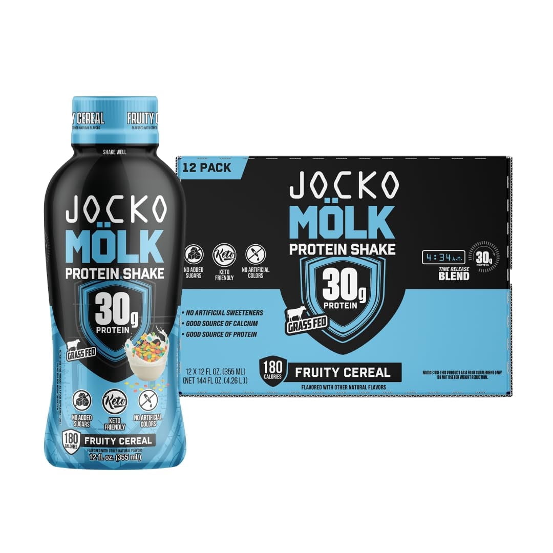 Jocko Mölk 30g Grass Fed Protein Shakes - Fruity Cereal, Ready to Drink ...