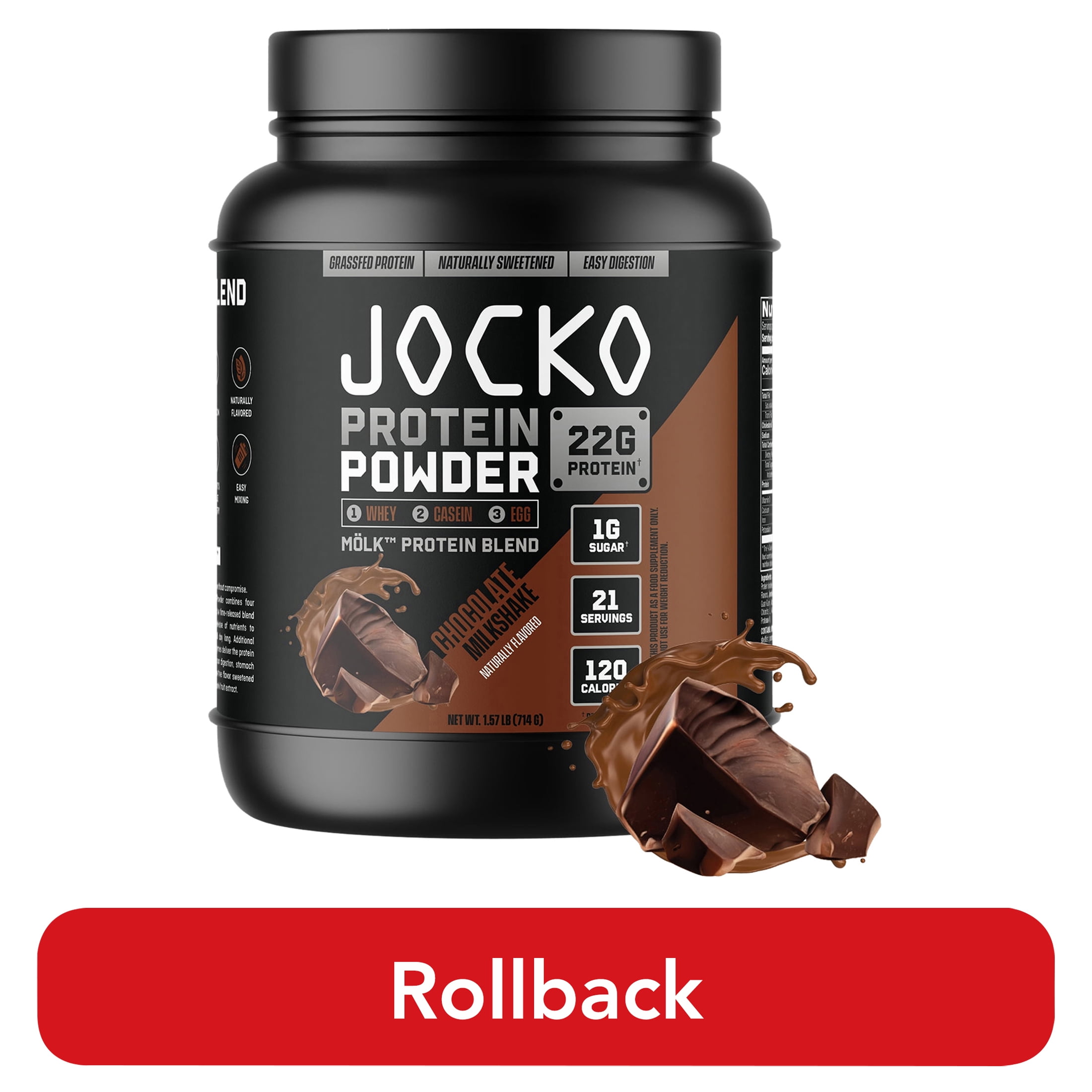 Jocko Mölk Chocolate Protein Powder, 21 Servings, 22g Protein - Walmart.com