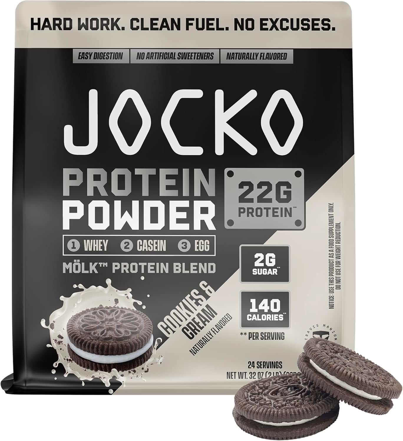 Jocko Fuel Mölk Whey Protein Powder, 22g Protein, Cookies and Cream ...