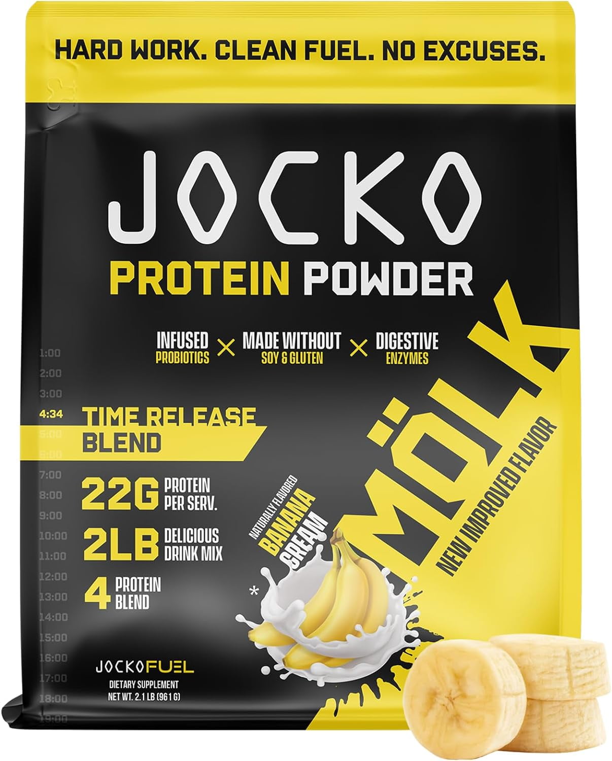 Jocko Mölk Whey Protein Powder, Sugar Free, Banana Cream Flavor, 31 ...