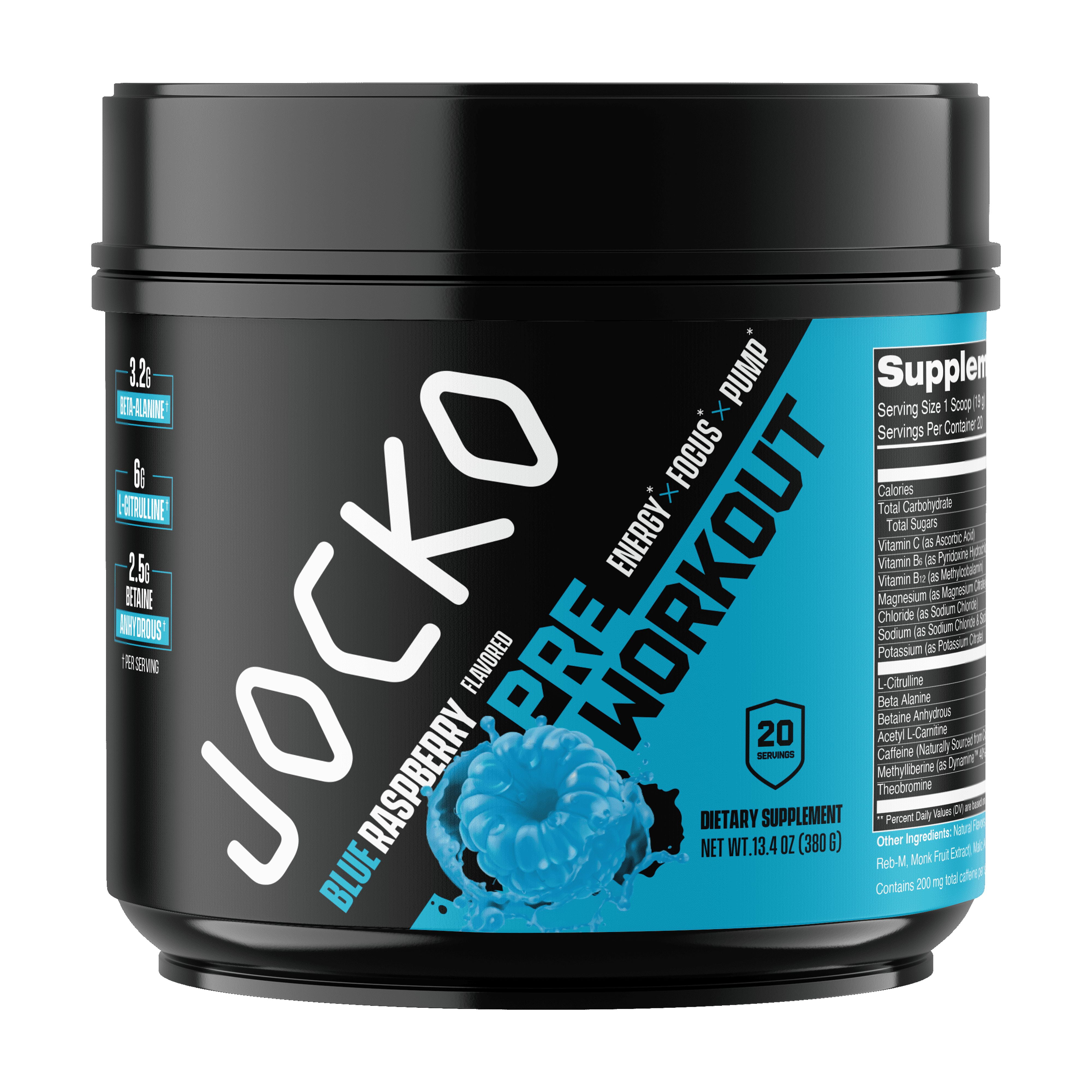 Jocko Fuel Preworkout Powder, Blue Raspberry, High Stim, Sugar-Free ...