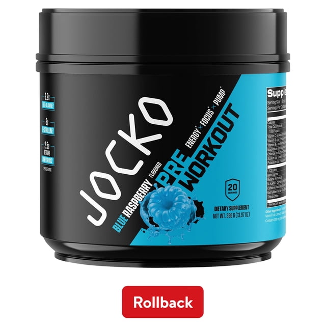 Jocko Fuel Preworkout Powder, Blue Raspberry, High Stim, Sugar-Free ...